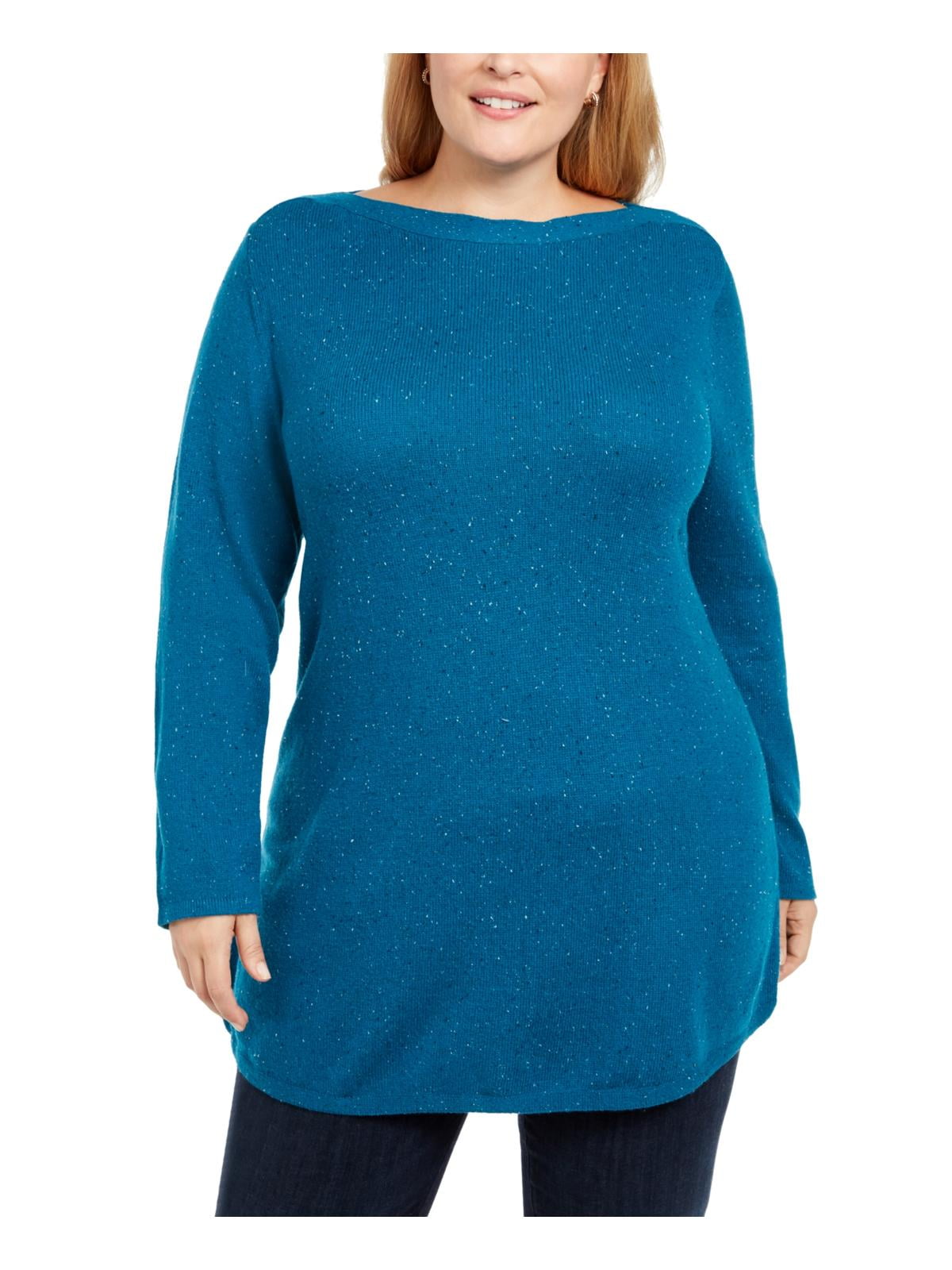 Karen Scott Womens Plus Speckled Boatneck Tunic Sweater - Walmart.com