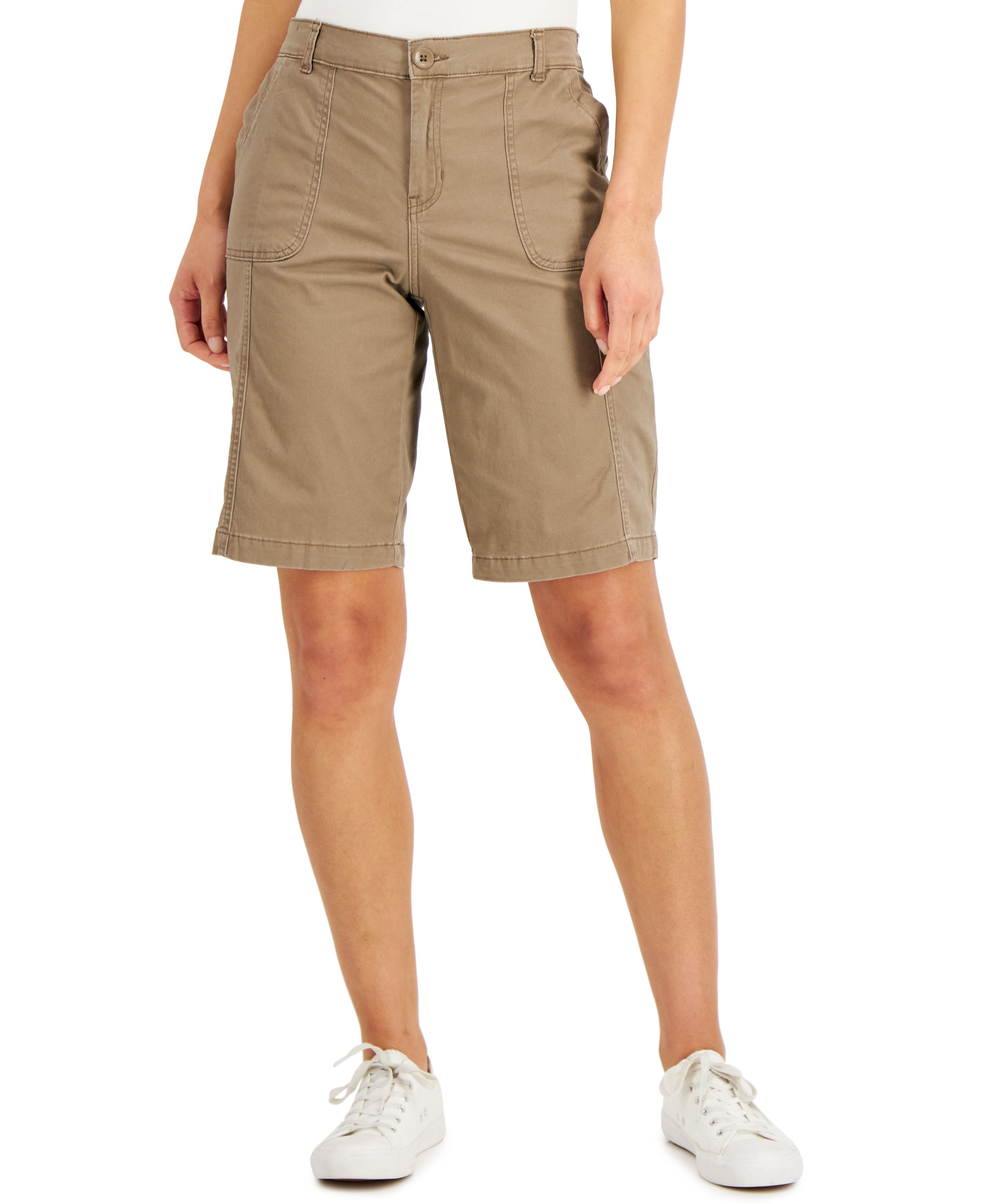 Karen Scott Womens Utility Pocket Shorts Brass Iron 12 - Walmart.com