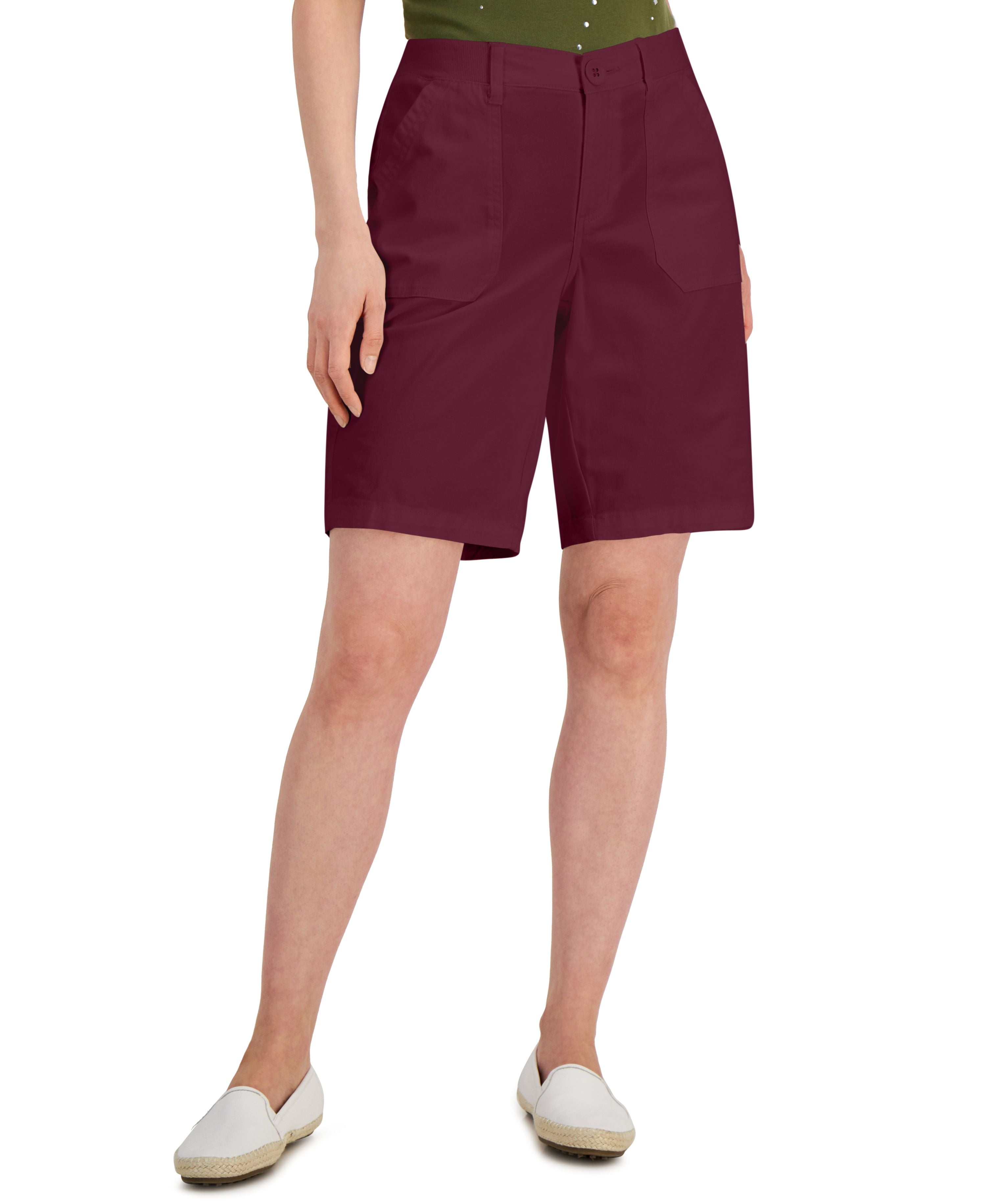 Karen Scott Zipper Front Womens Shorts Malbec 18 - Walmart.com