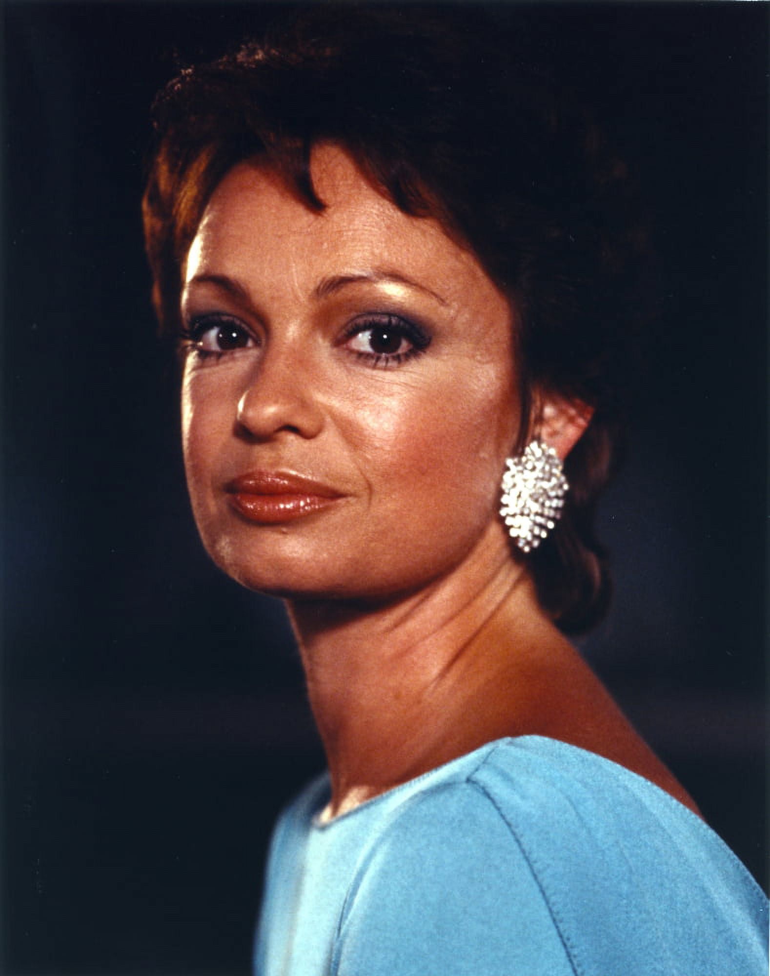 Karen Valentine Portrait in Blue Dress with Black background Photo ...