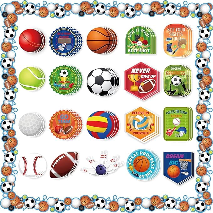 Karenhi 108 Pcs Sports Motivational Bulletin Board Set 72 Pcs Sports ...