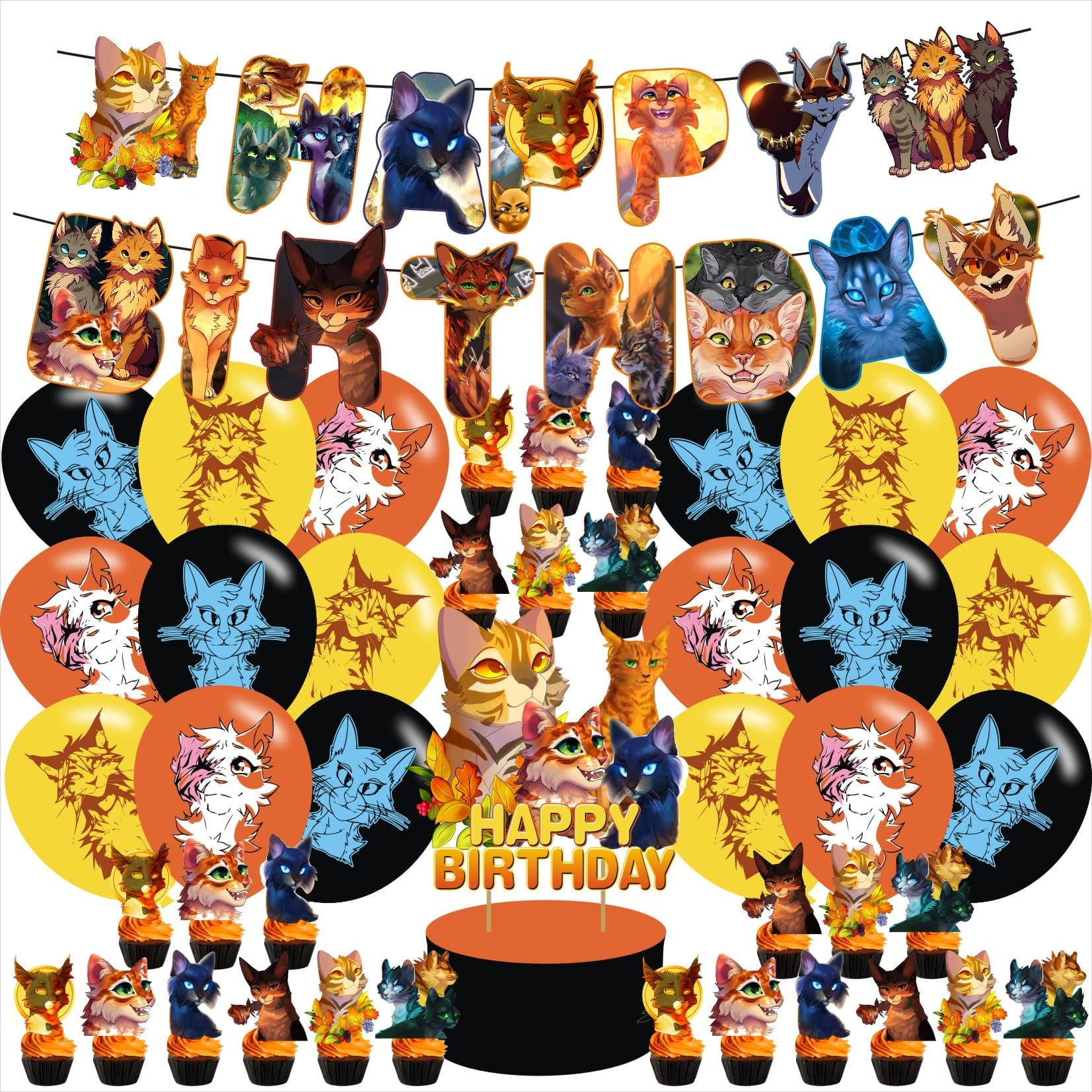 Karg Cartoon Cat Party Supplies - BSL1 Cats Birthday Party Decorations ...