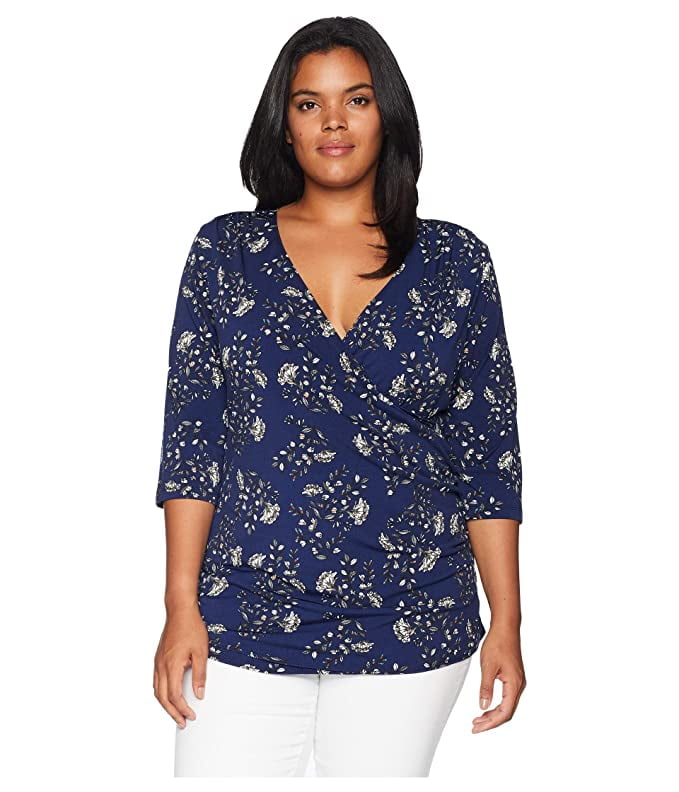 Kari Lyn Jaime Faux Wrap Top, Navy, 5X - Walmart.com