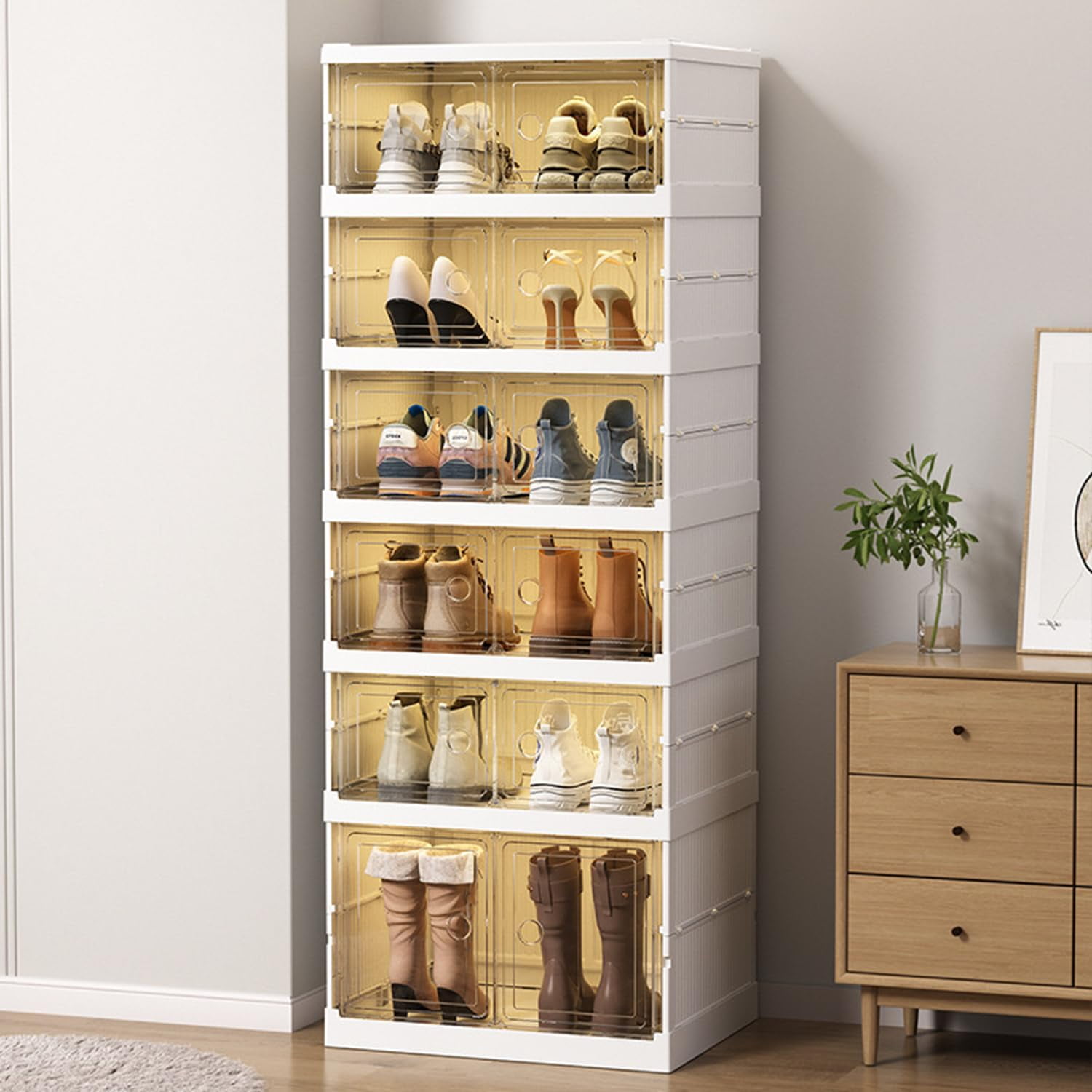 Karida 6-Tier foldable shoe cabinet,Can store 12 pairs of shoes,Plastic ...