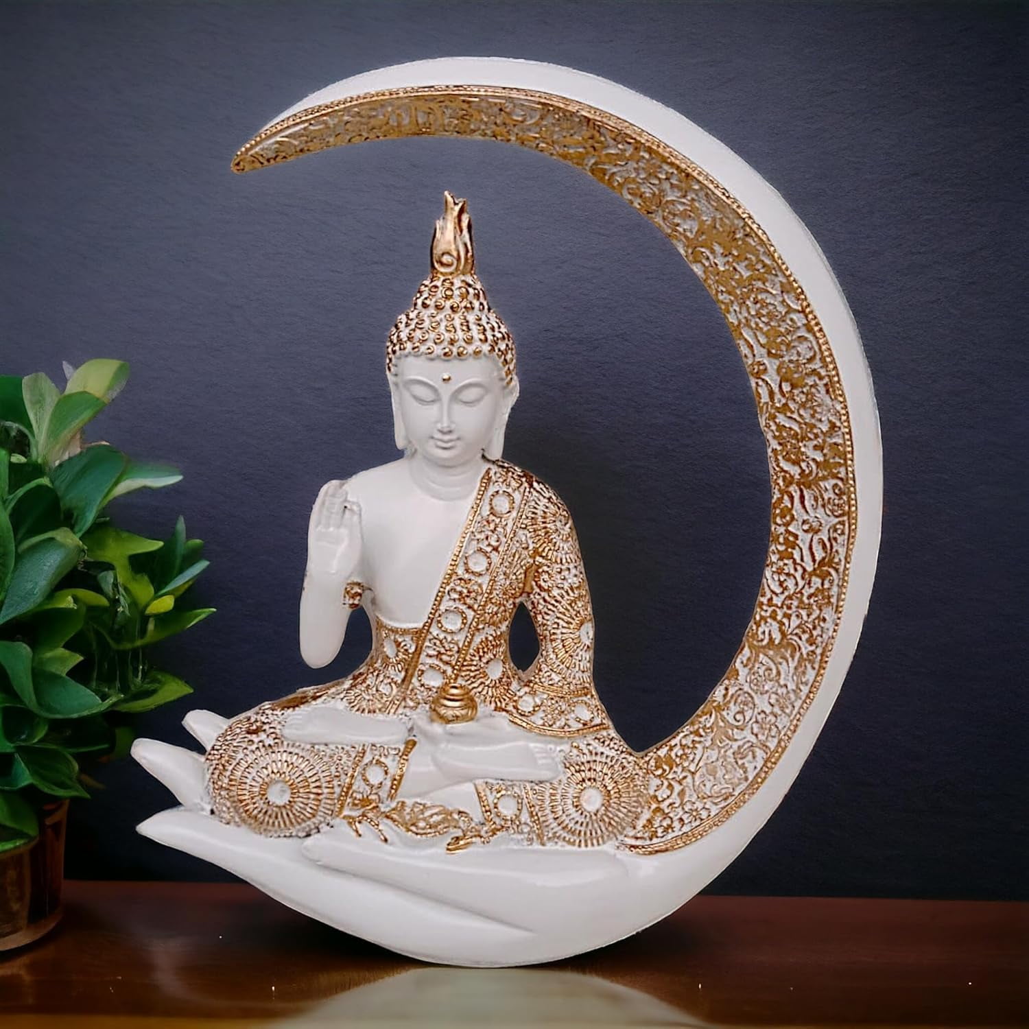 Karigaari Antique Big Meditating Moon Buddha Statue Showpiece for Home ...