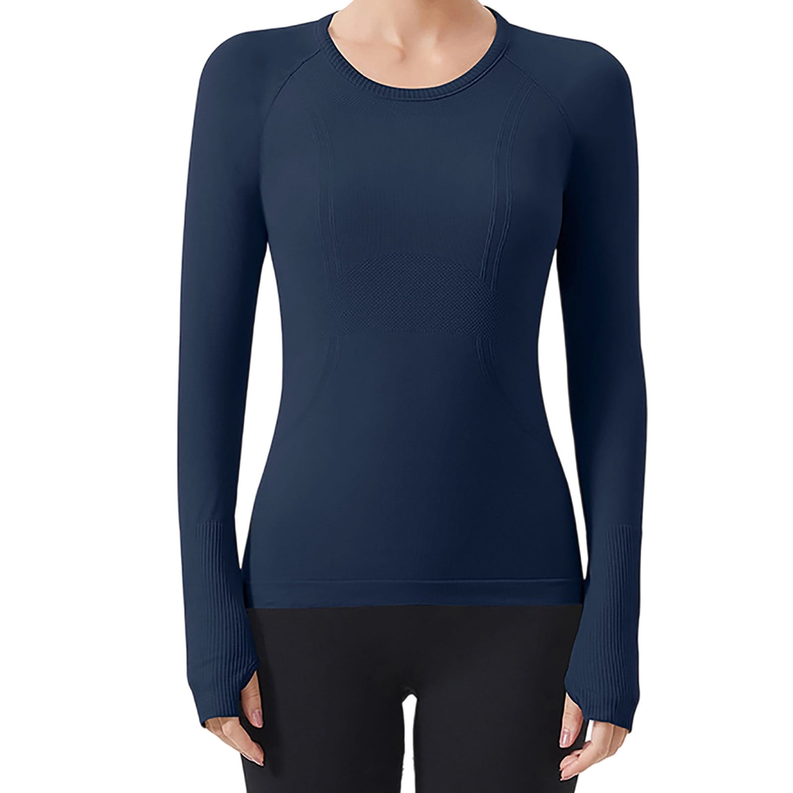 Karight Seamless Workout Shirts for Women Long Sleeve Compression ...