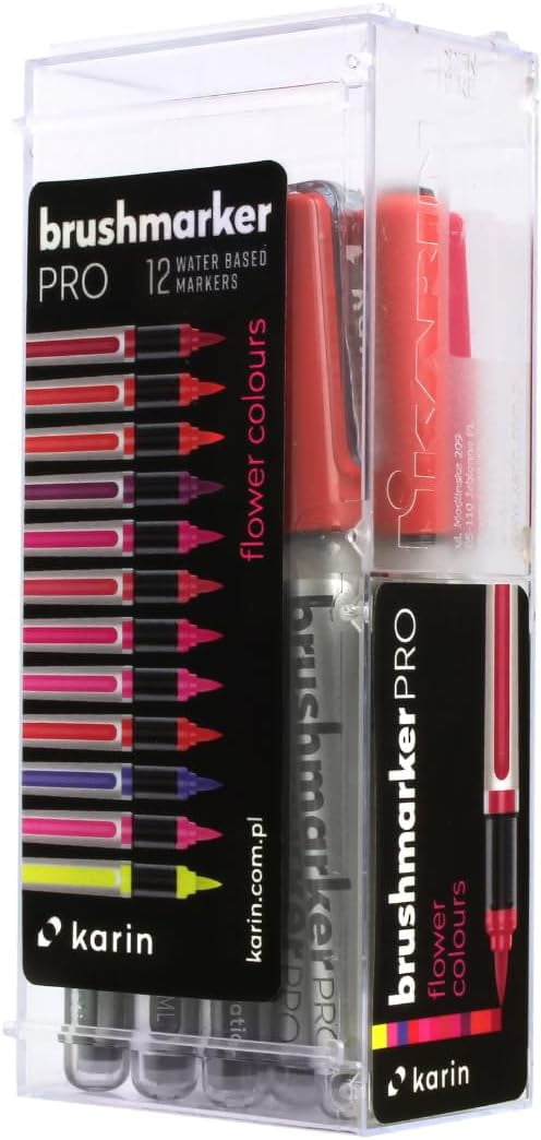 Karin Brushmarker Pro 12pc Flower Colors brush tip markers Set ...