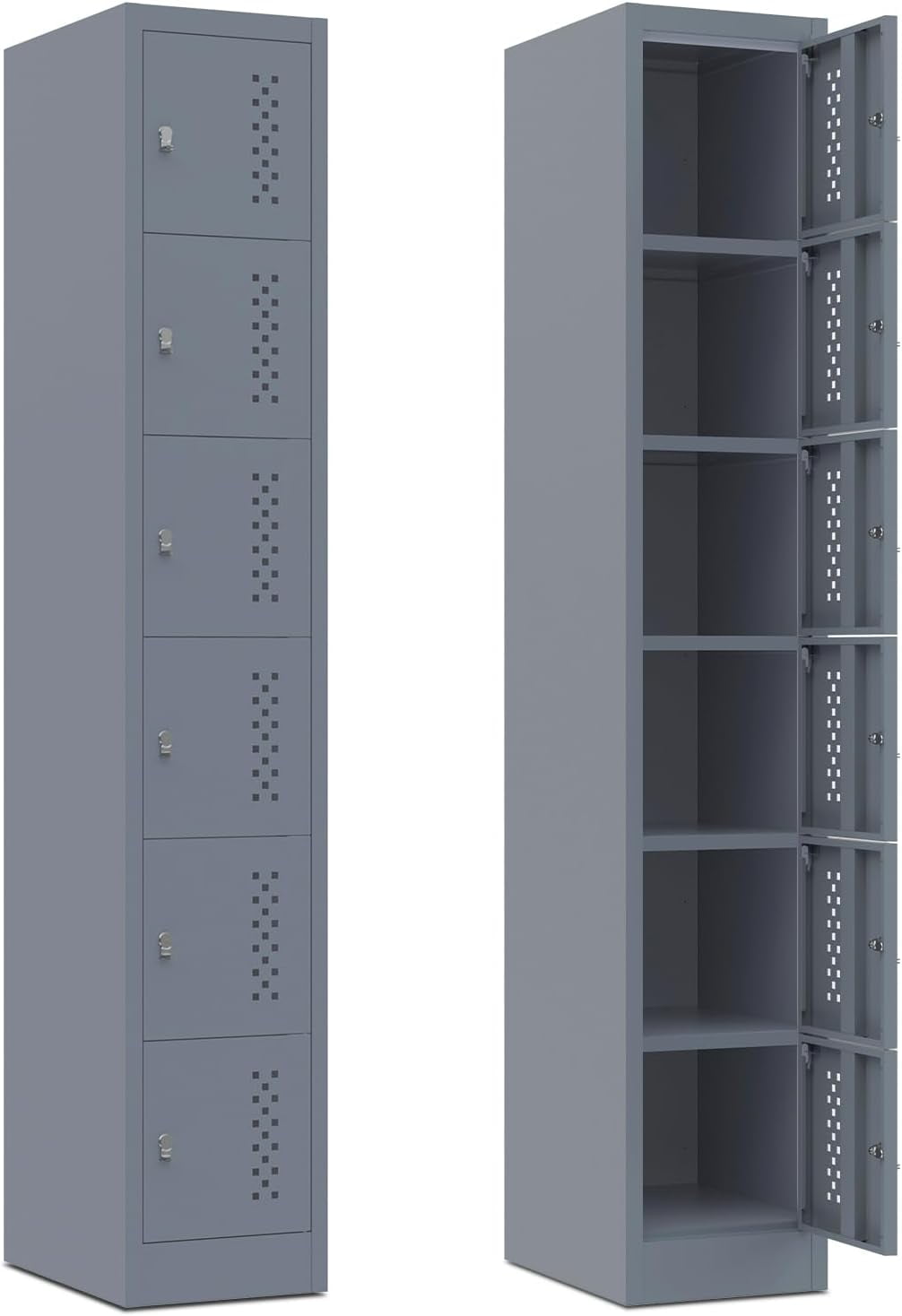 Karini Metal Storage Locker with 6 Doors 70.8'' Steel Lockable Storage ...