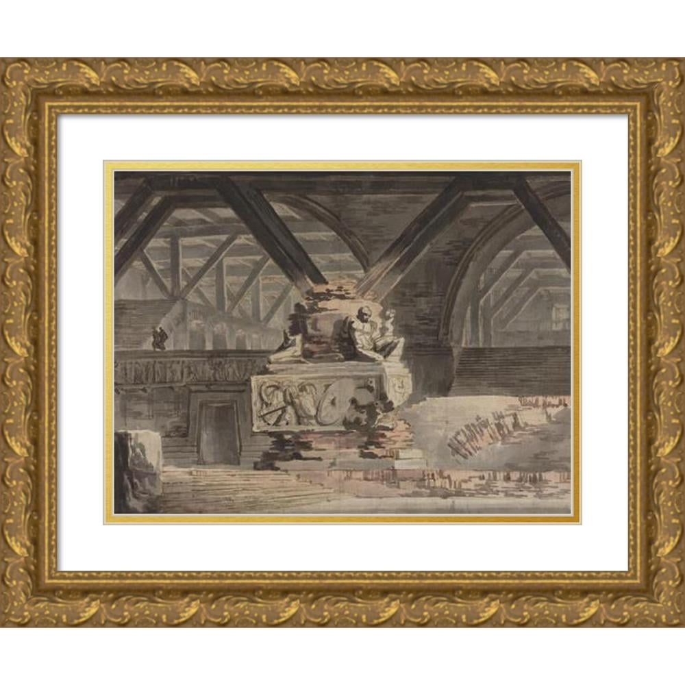 Karl Friedrich Schinkel 14x11 Gold Ornate Wood Frame and Double Matted ...