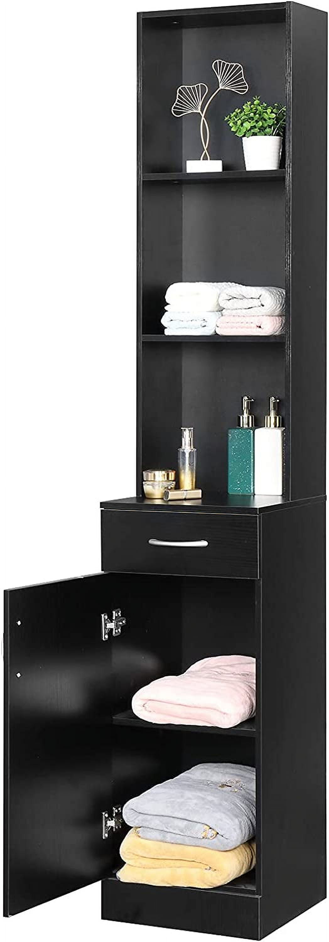 Karl Home 70" Tall Narrow Floor Standing Tower Cabinet with 3 Shelves ...