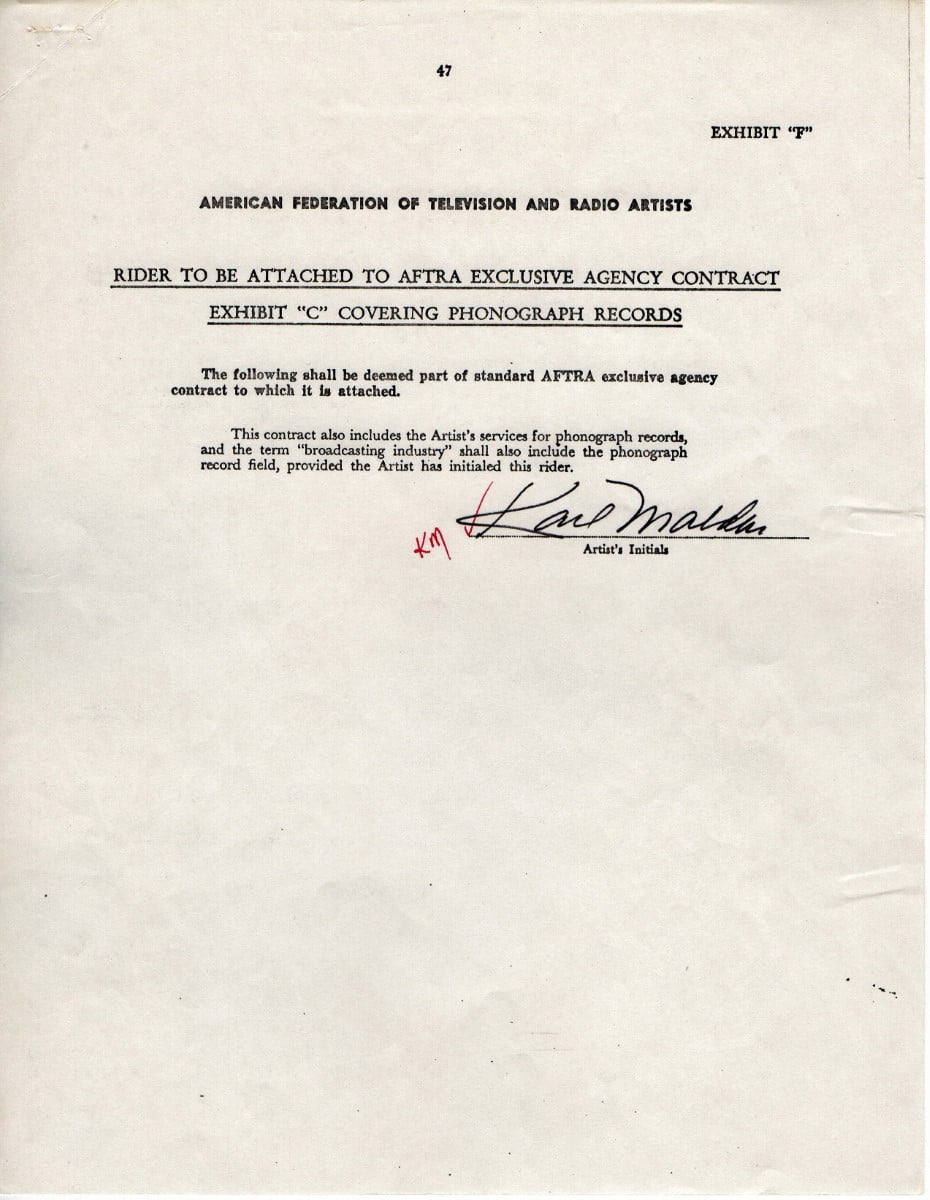Karl Malden Signed Autographed Contract Legendary Actor JSA LL48135 ...