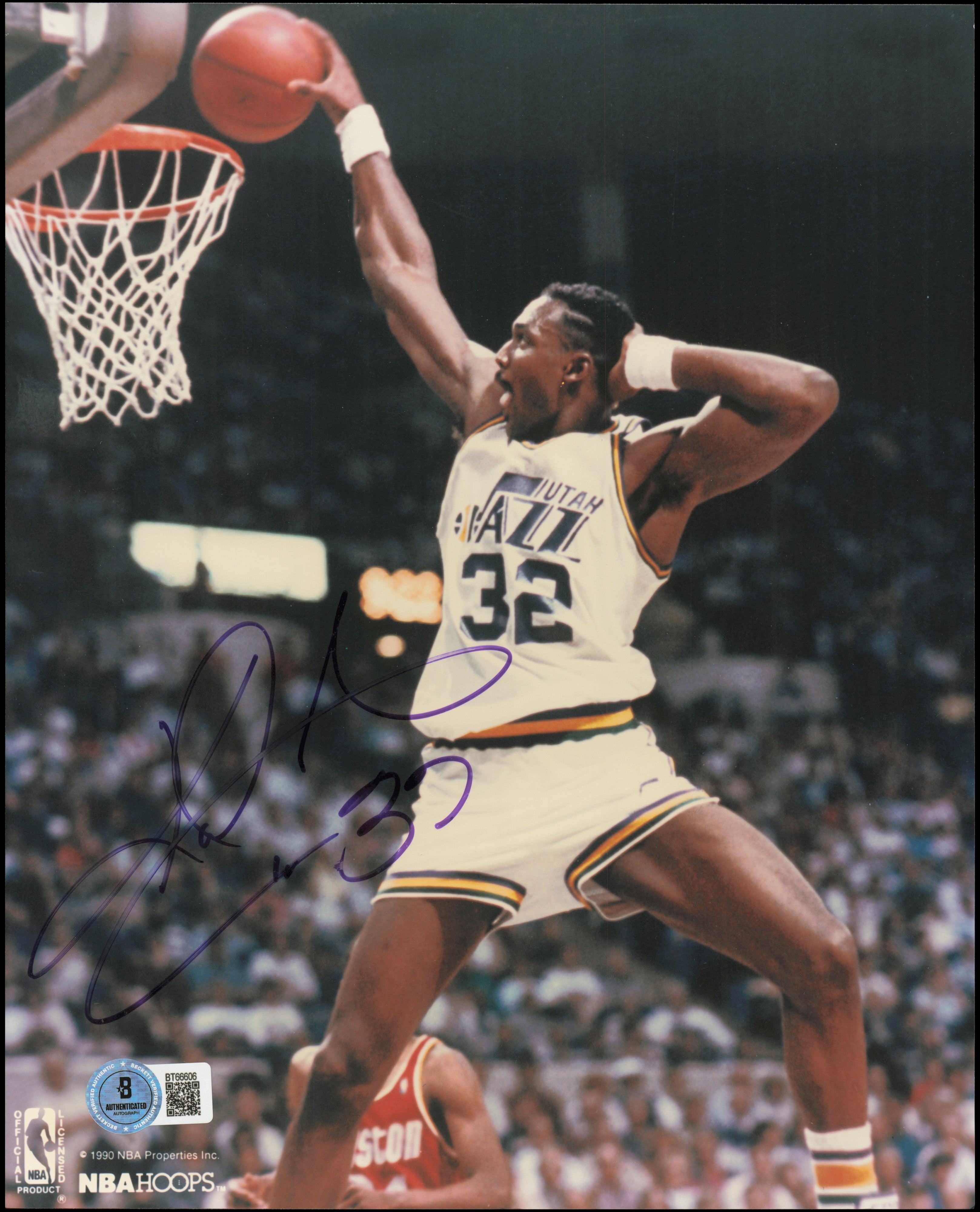 Karl Malone Autographed 8x10 Photo Utah Jazz Beckett BAS QR #BT66606 ...