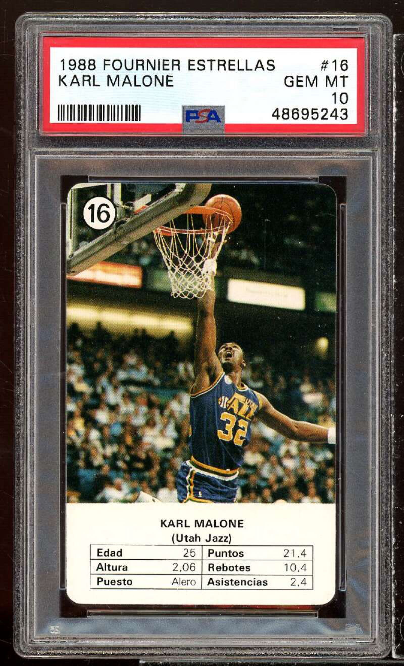 Karl Malone Card 1988 Fournier Estrellas #16 PSA 10 - Walmart.com