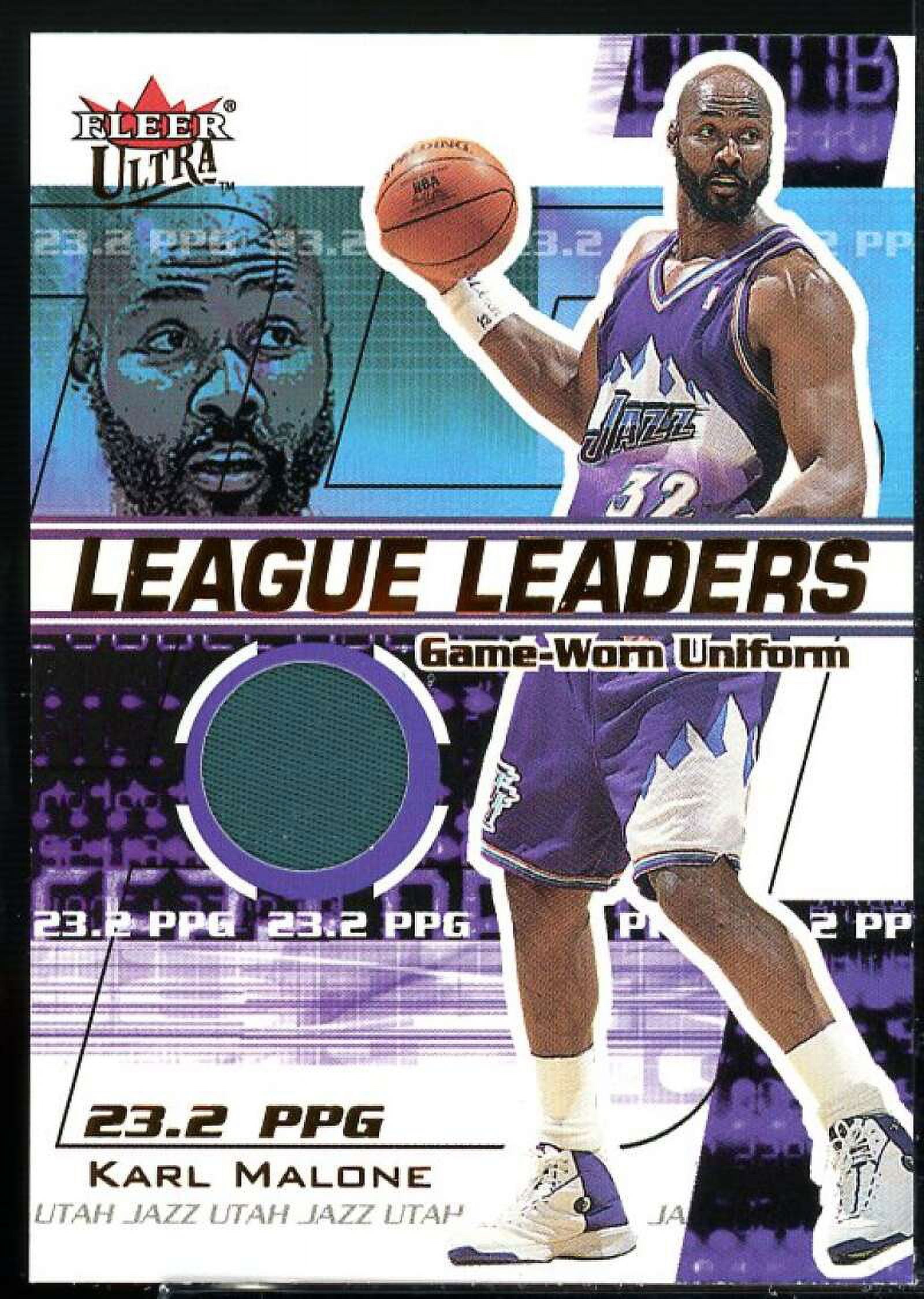 Karl Malone Card 2001-02 Ultra League Leaders Game Worn #5 - Walmart.com