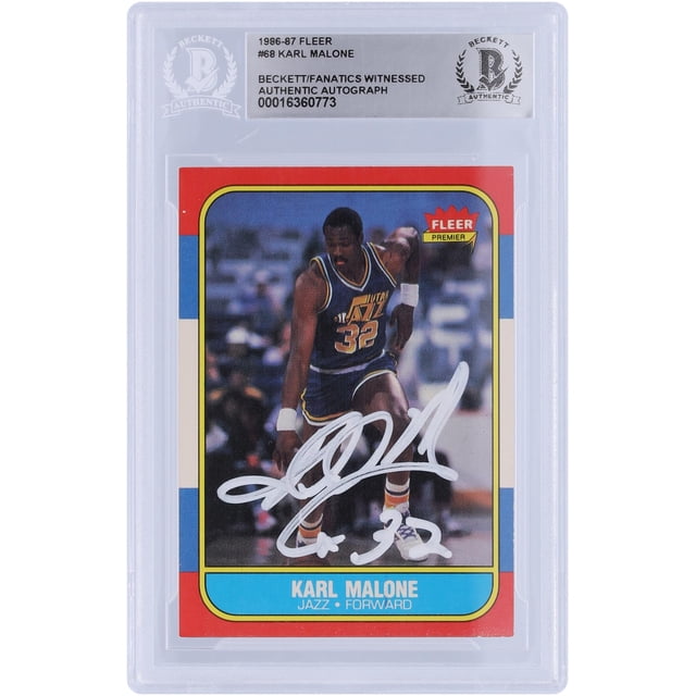 Karl Malone Utah Jazz Autographed 1986-87 Fleer White Ink #68 Beckett ...
