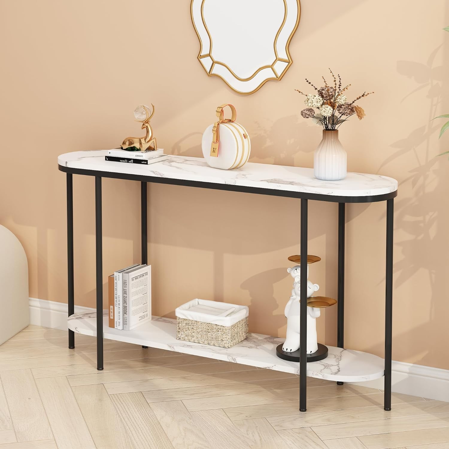 Karl home 2-Tier Console Table for Entryway, Sofa Table with Storage ...