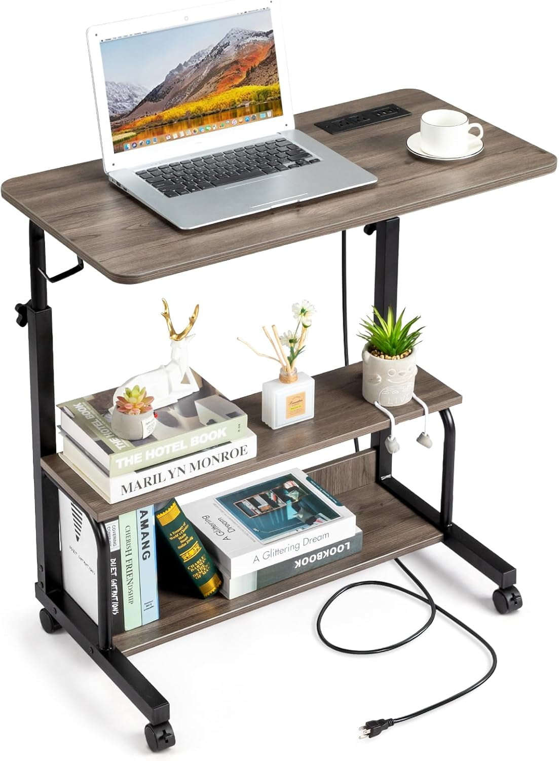 Karl home 31.5" Portable Rolling Desk on Wheels,Height Adjustable ...