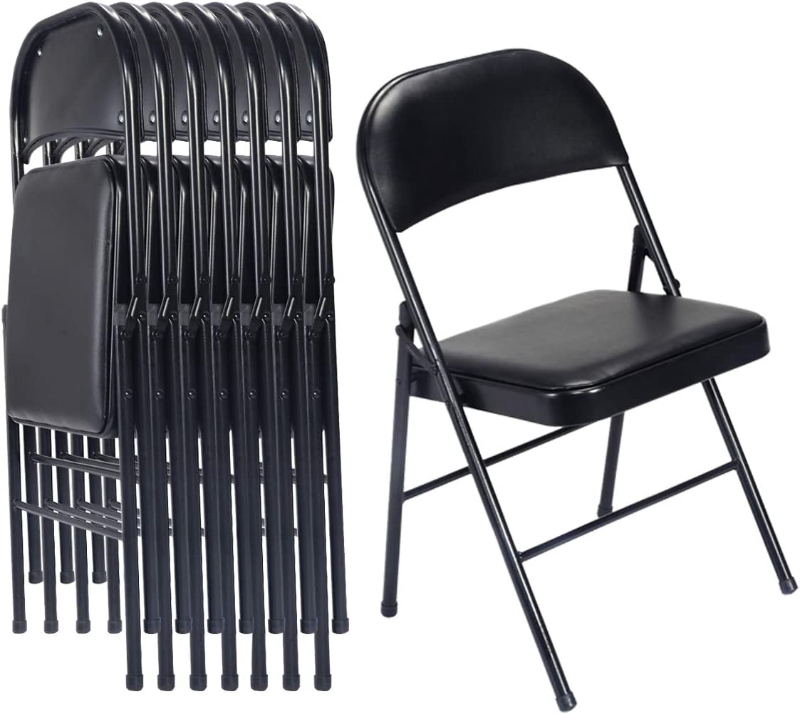 Karl home 4 Pack Black Folding Chairs with Padded Seats for Outdoor ...