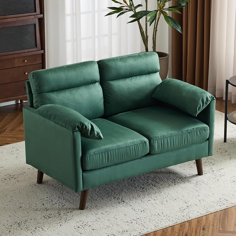 Karl home 48.8" Small Loveseat, Mini Loveseat Sofa Couch with Suede Nap ...