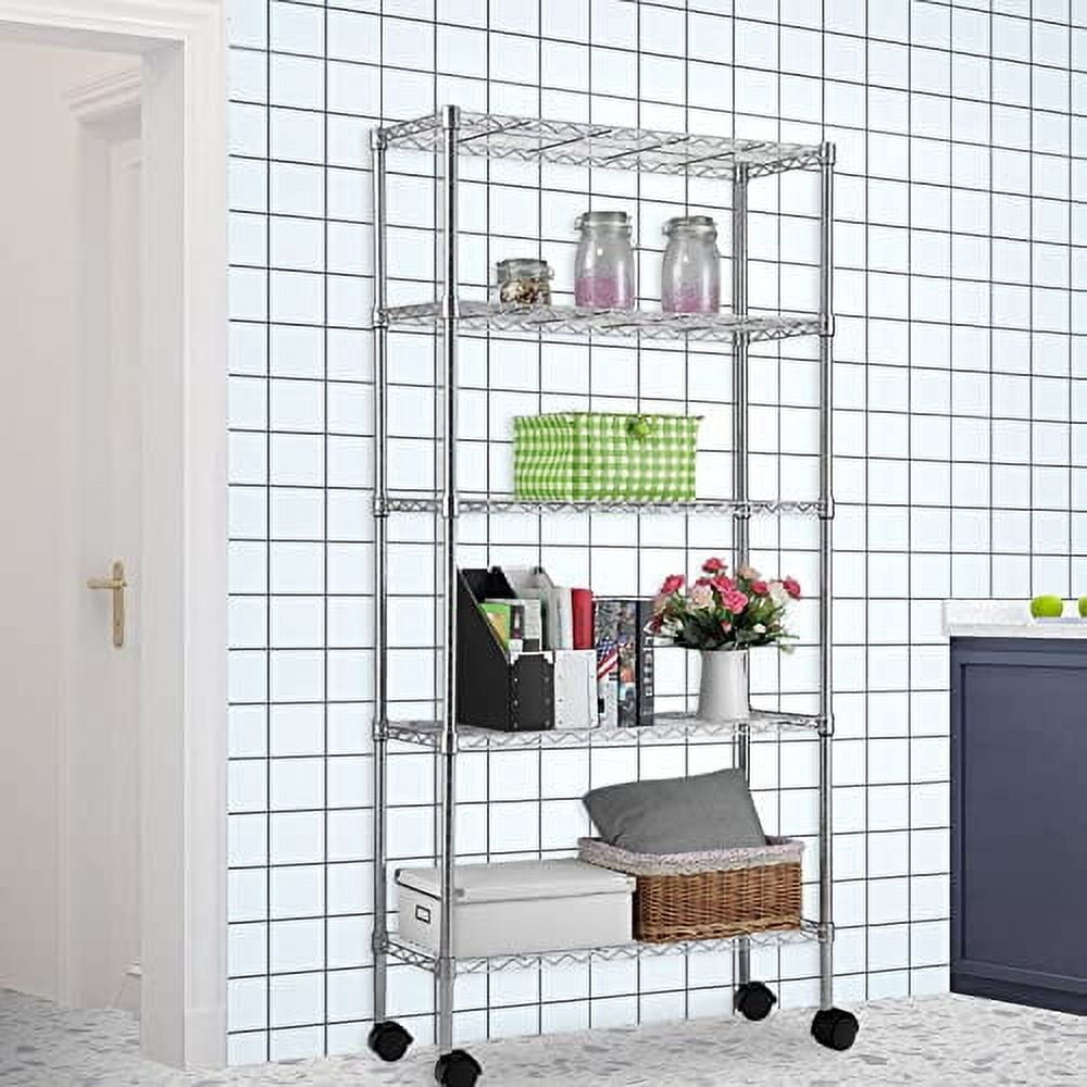 Karl home 5 - Wire Shelving Unit with Wheels, Adjustable Shelves Metal ...