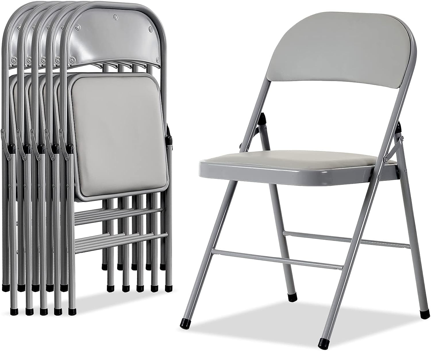 Karl home 6 Pack Grey Folding Chairs with Padded Seats for Outdoor ...
