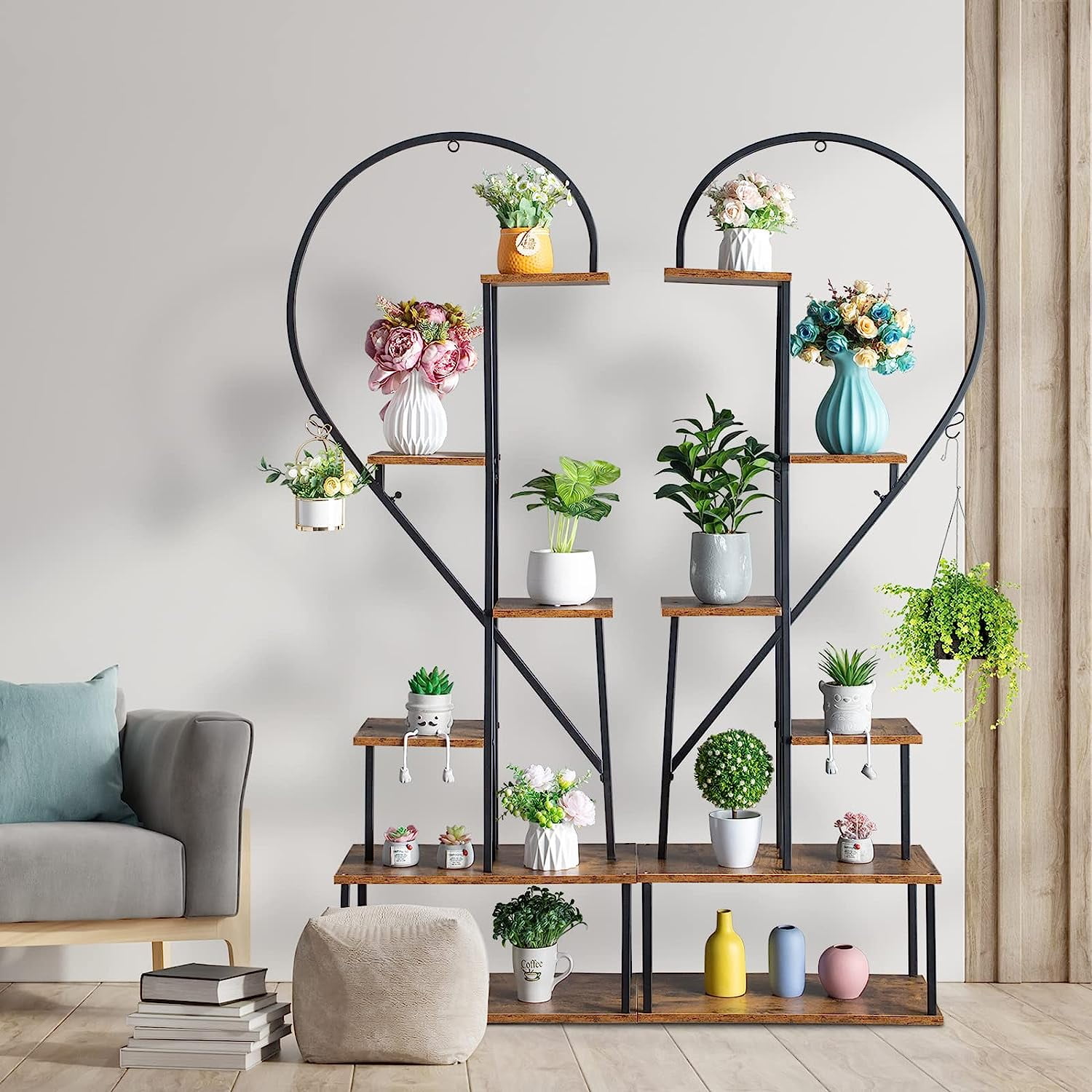 Karl home 6-Tier Tall Stand Indoor, Creative Half Heart Shape Ladder ...