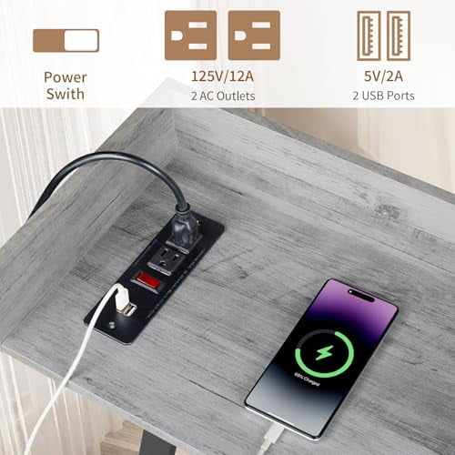 Karl home 70" Industrial Console Table with Outlets, Farmhouse Sofa ...