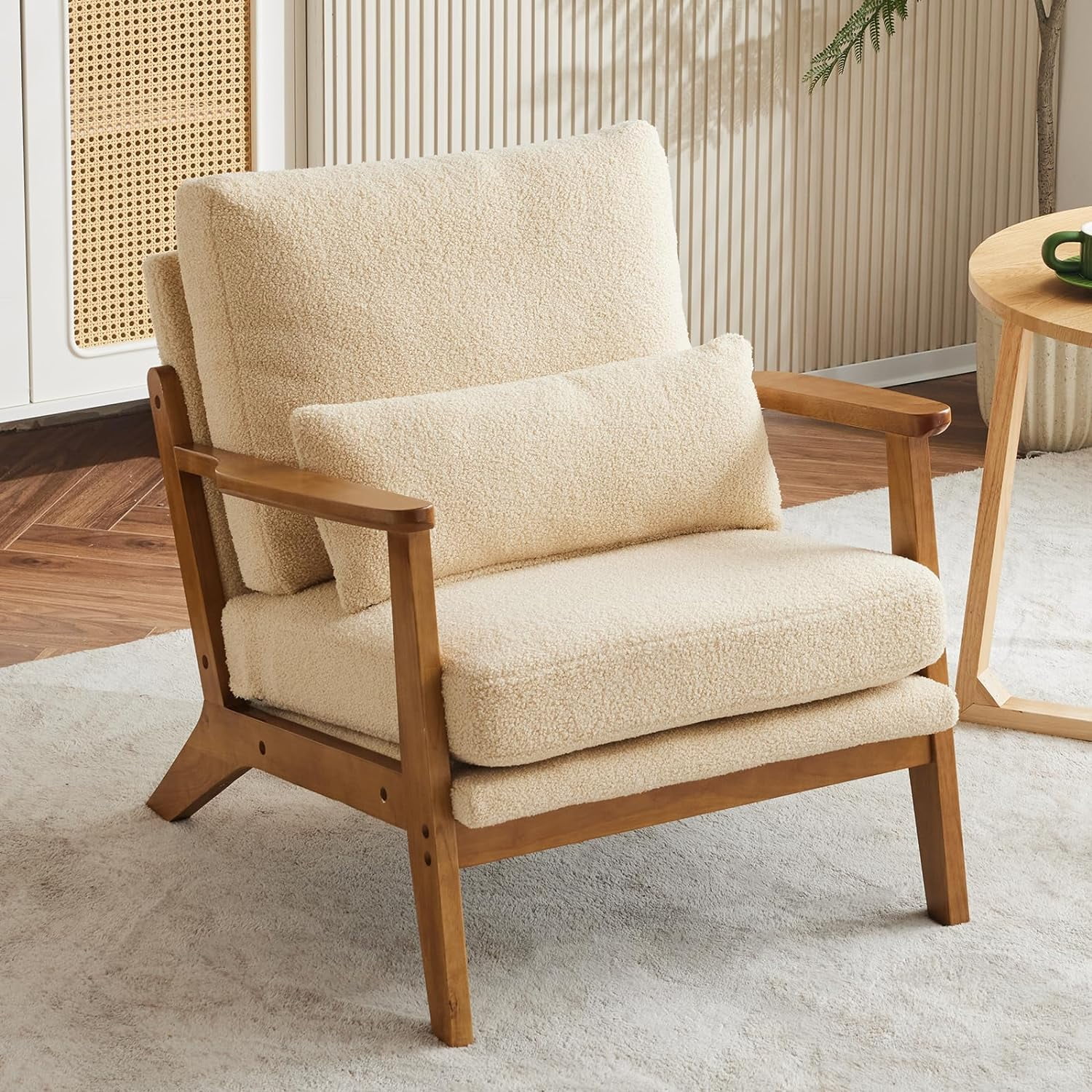 Karl home Accent Chair Wide Armrest Mid-Century Lounge Chair Teddy ...
