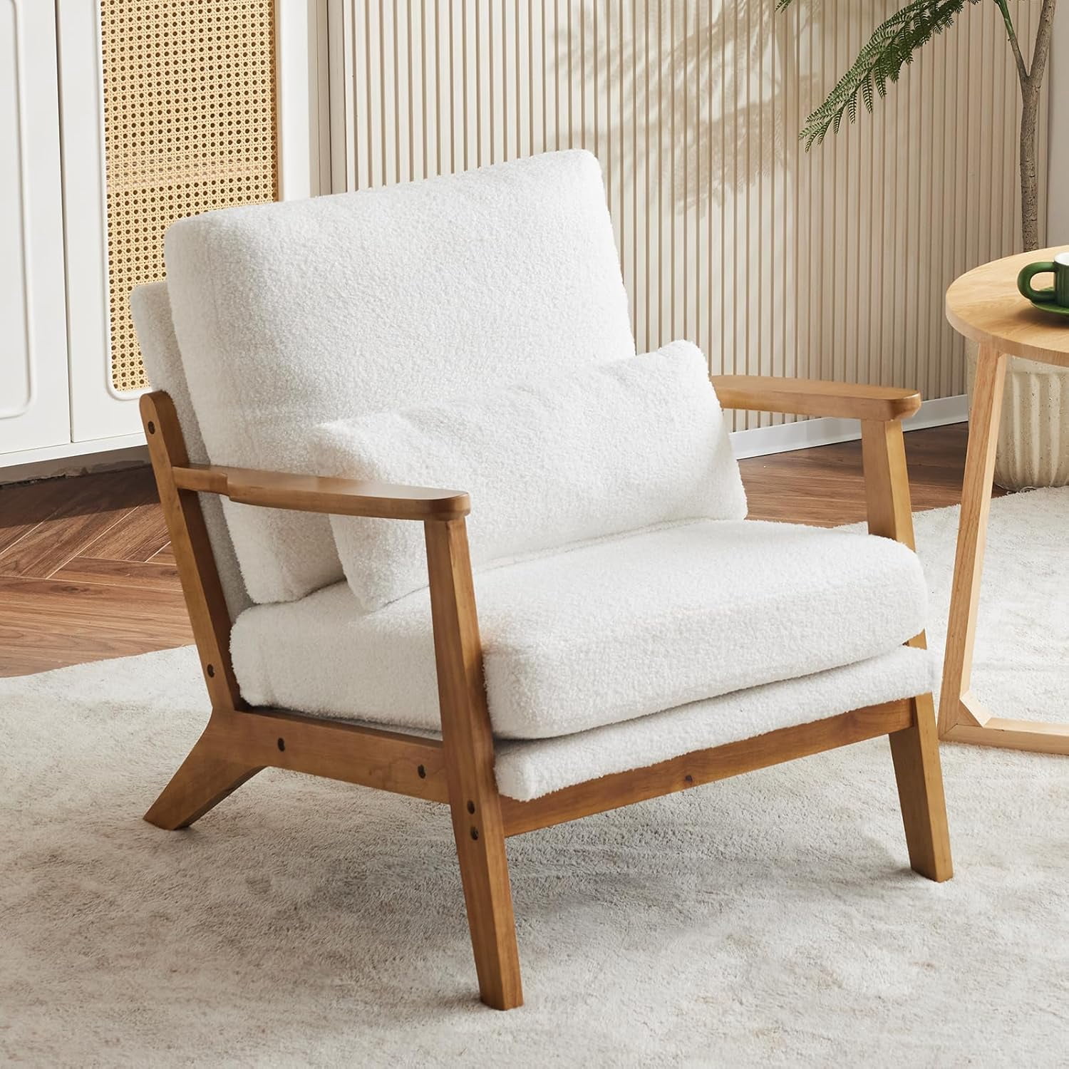 Karl home Accent Chair Wide Armrest Mid-Century Lounge Chair Teddy ...