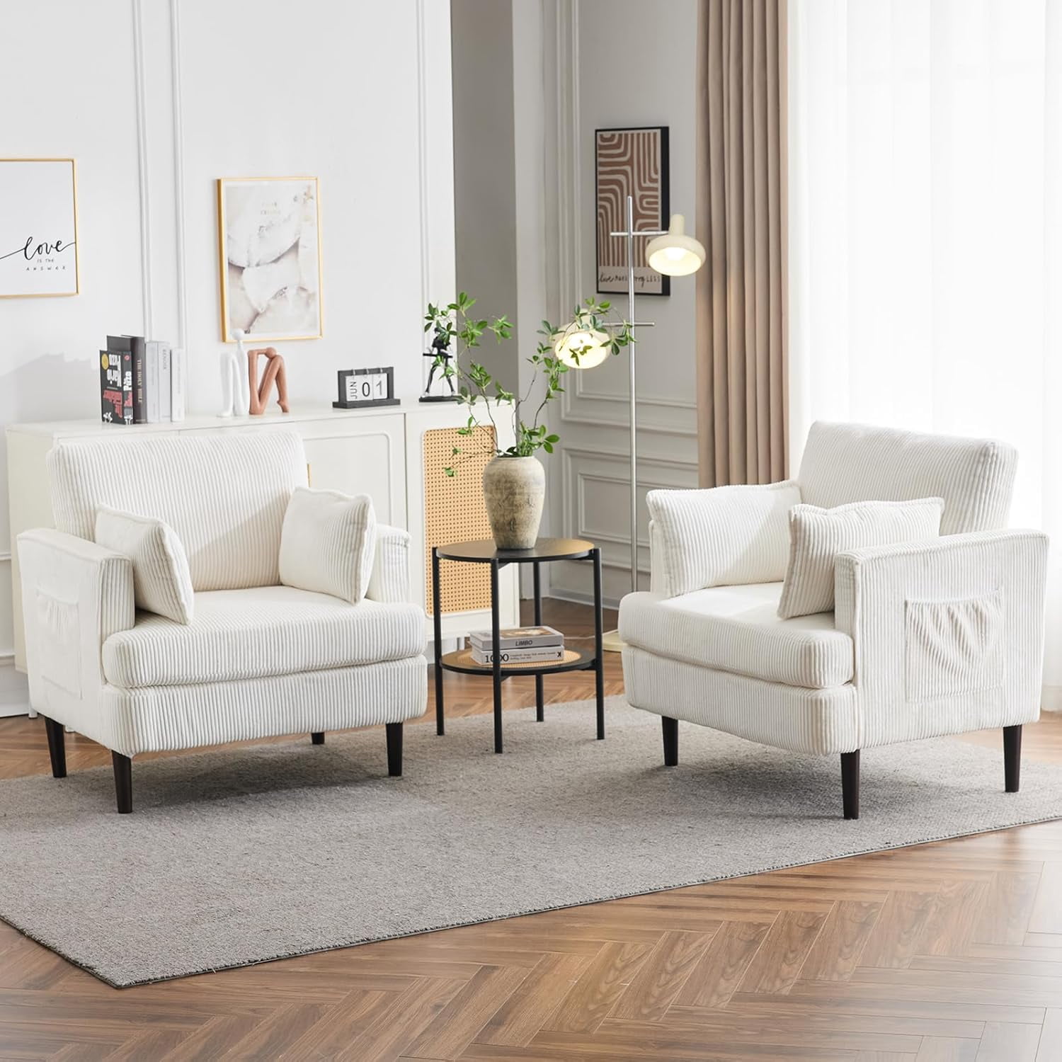 Karl home Modern Barrel Accent Chairs Set of 2,Upholstered Reading ...