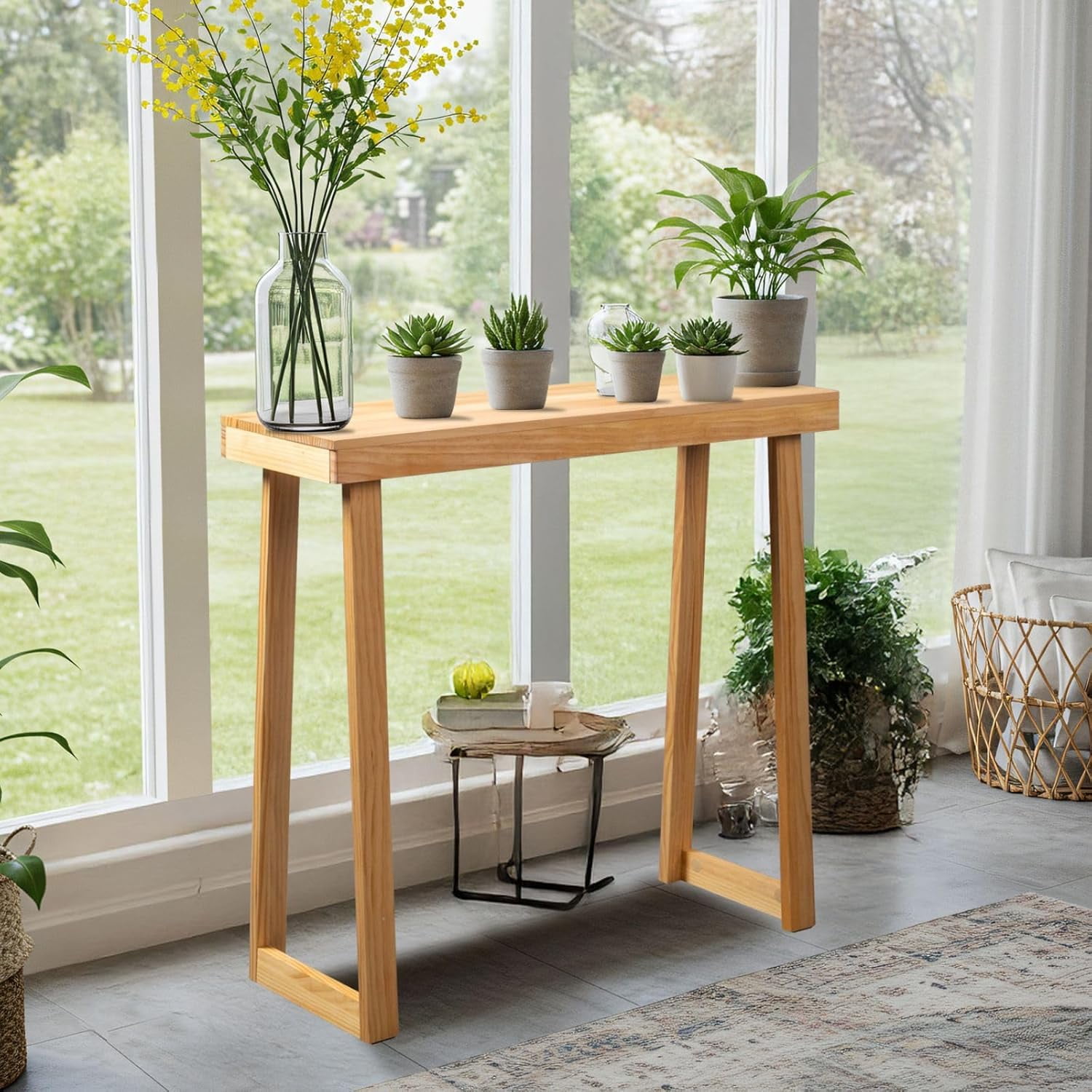 Karl home Narrow Entryway Table, 36 Inch, Pine Wood Console Tables for Entryway, Slim Sofa ...