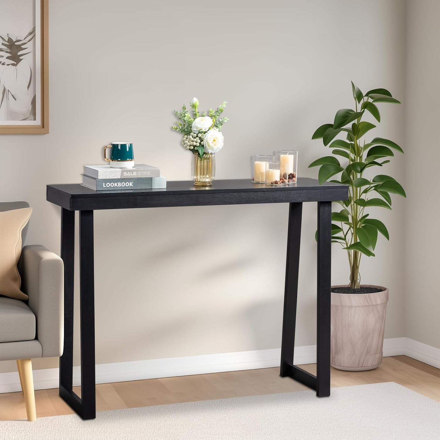 Karl home Narrow Entryway Table, Pine Wood Console Tables for Entryway ...