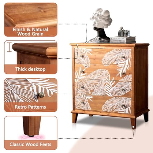 Karl home Nightstand for Bedroom, 4 Drawer Nightstands with Solid Wood ...