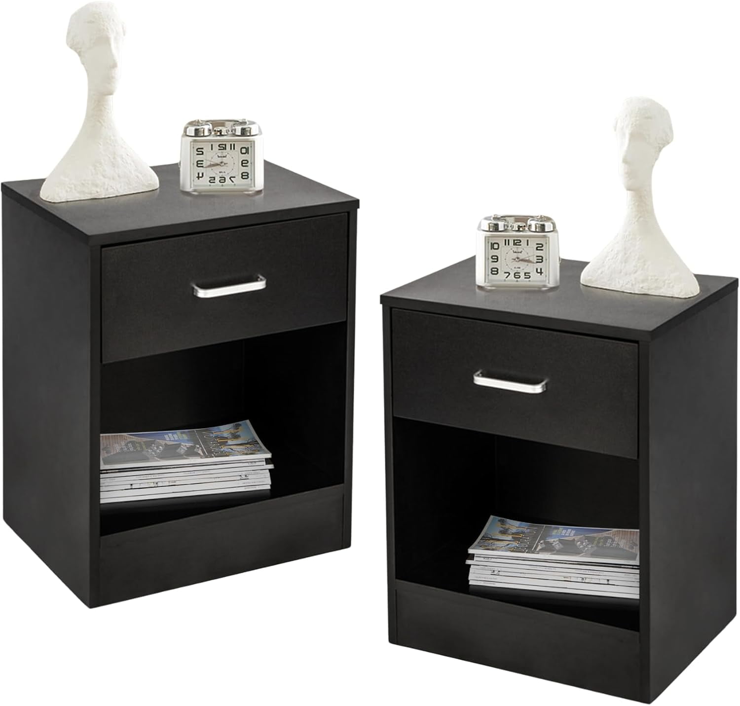 Karl home Nightstands Set of 2 with Drawer for Bedroom, Wood Night ...
