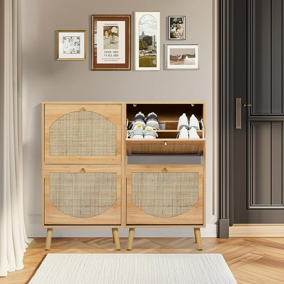 Karl home Shoe Cabinet with Flip Drawers, 2 Tier Freestanding Shoe ...