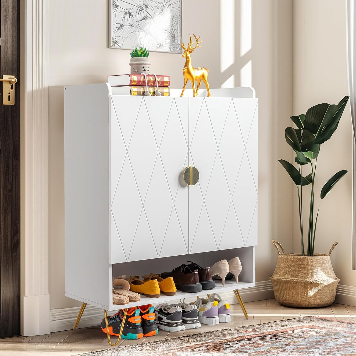 Karl home Tall Shoe Rack Cabinet with Doors 5-Tier Storage, Organizer ...