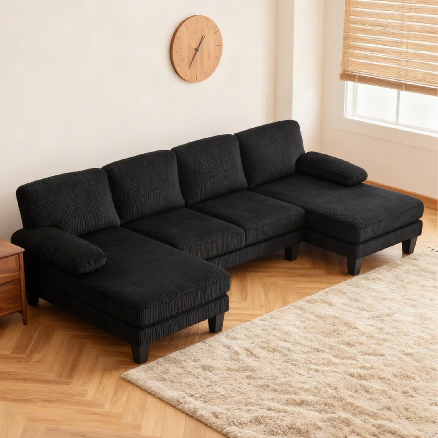 Karl home U-Shape Sectional Sofa Couch 111" Modern 4-Seat Sofa with ...