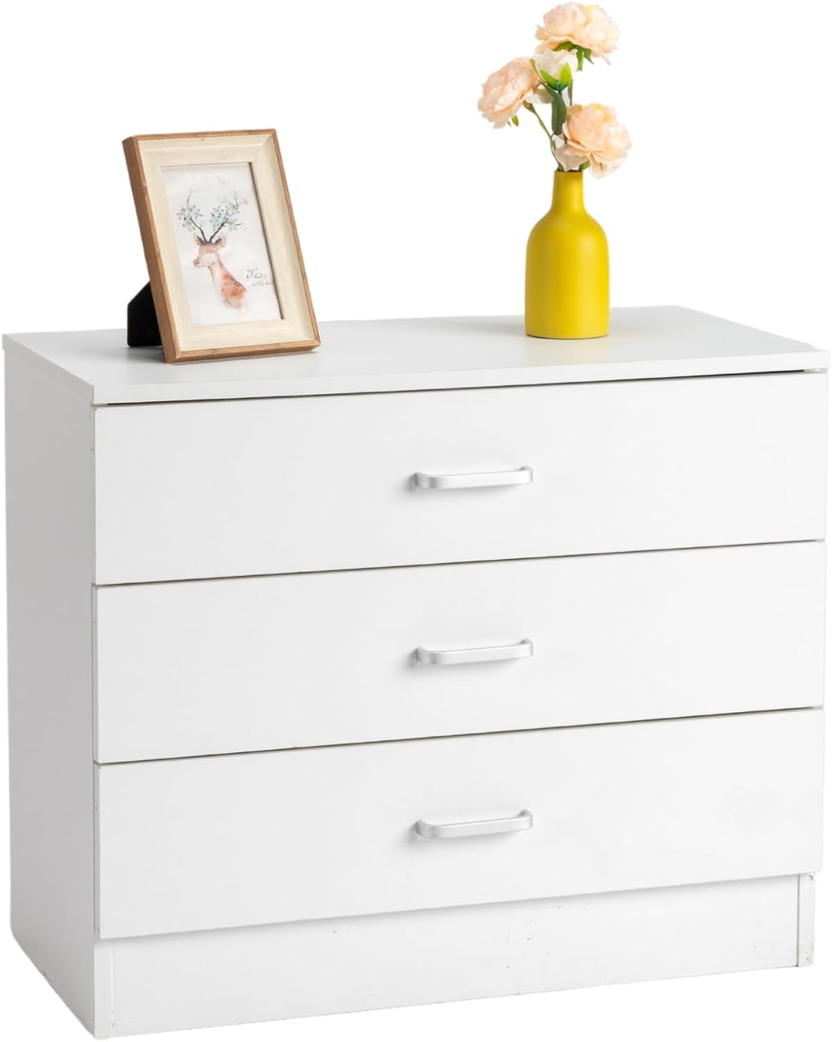 Karl home White 3 Drawer Dresser for Bedroom, Small Nightstand Modern ...