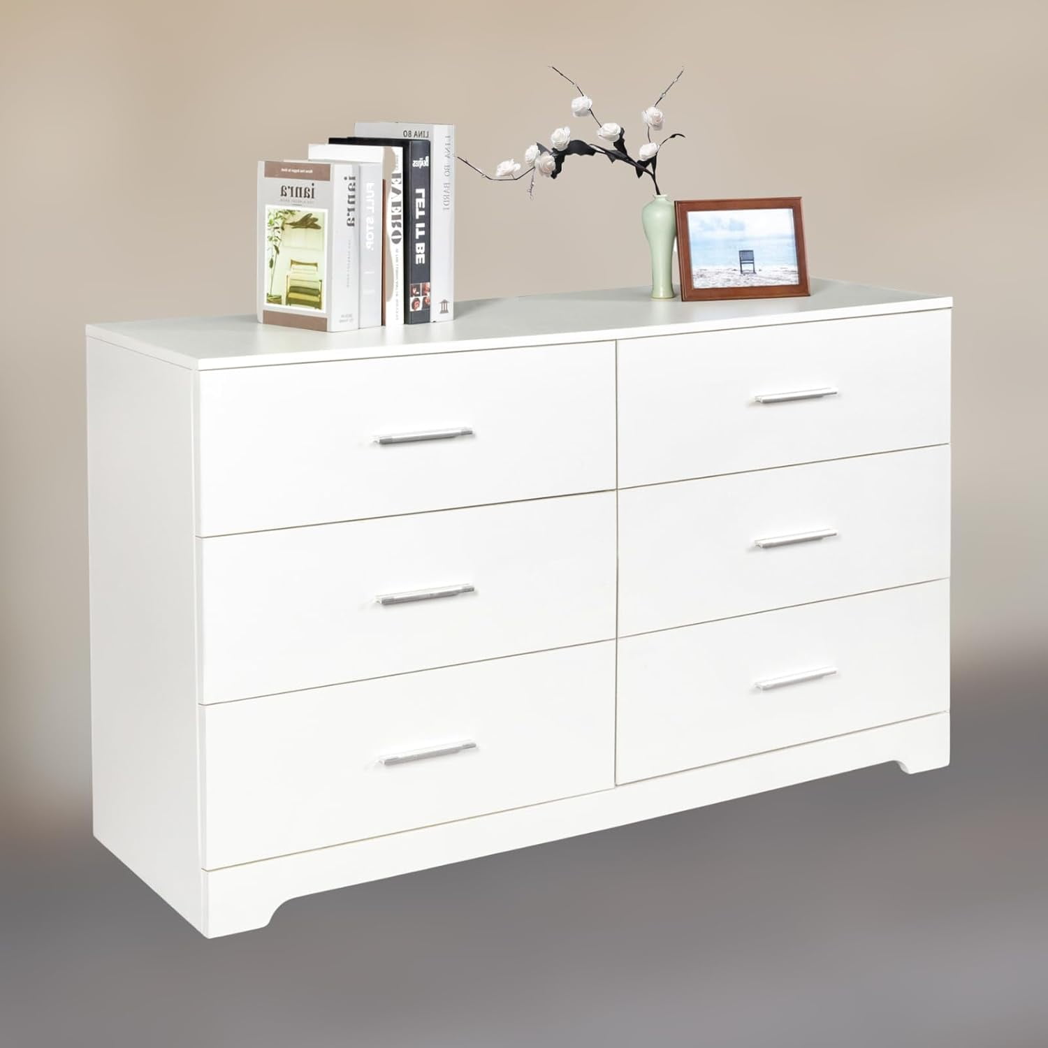 Karl home White Dresser for Bedroom, Wooden 6 Drawer Dresser Chest of ...