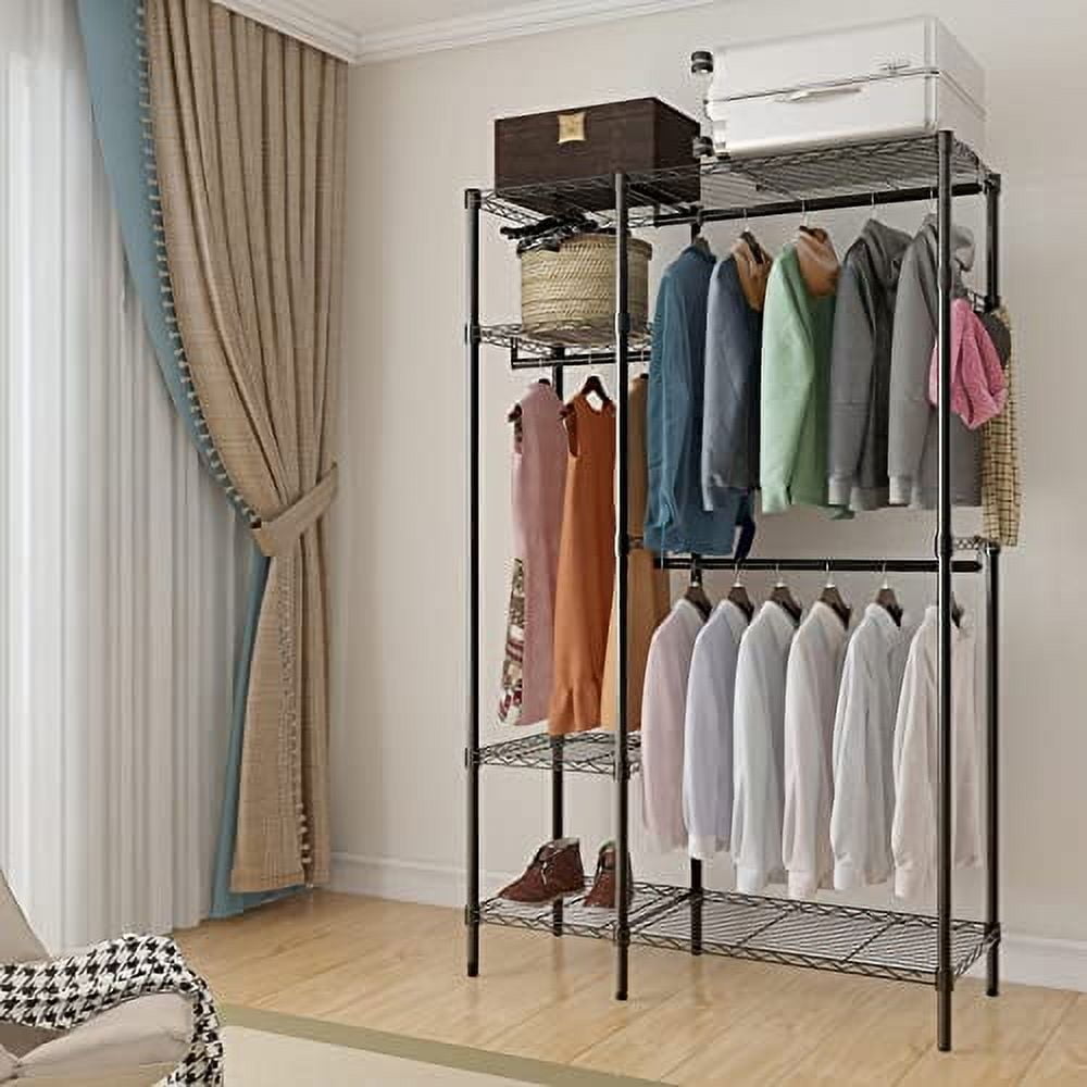 Karl home Wire Garment Rack with 3 Hanging Rods, Adjustable ...
