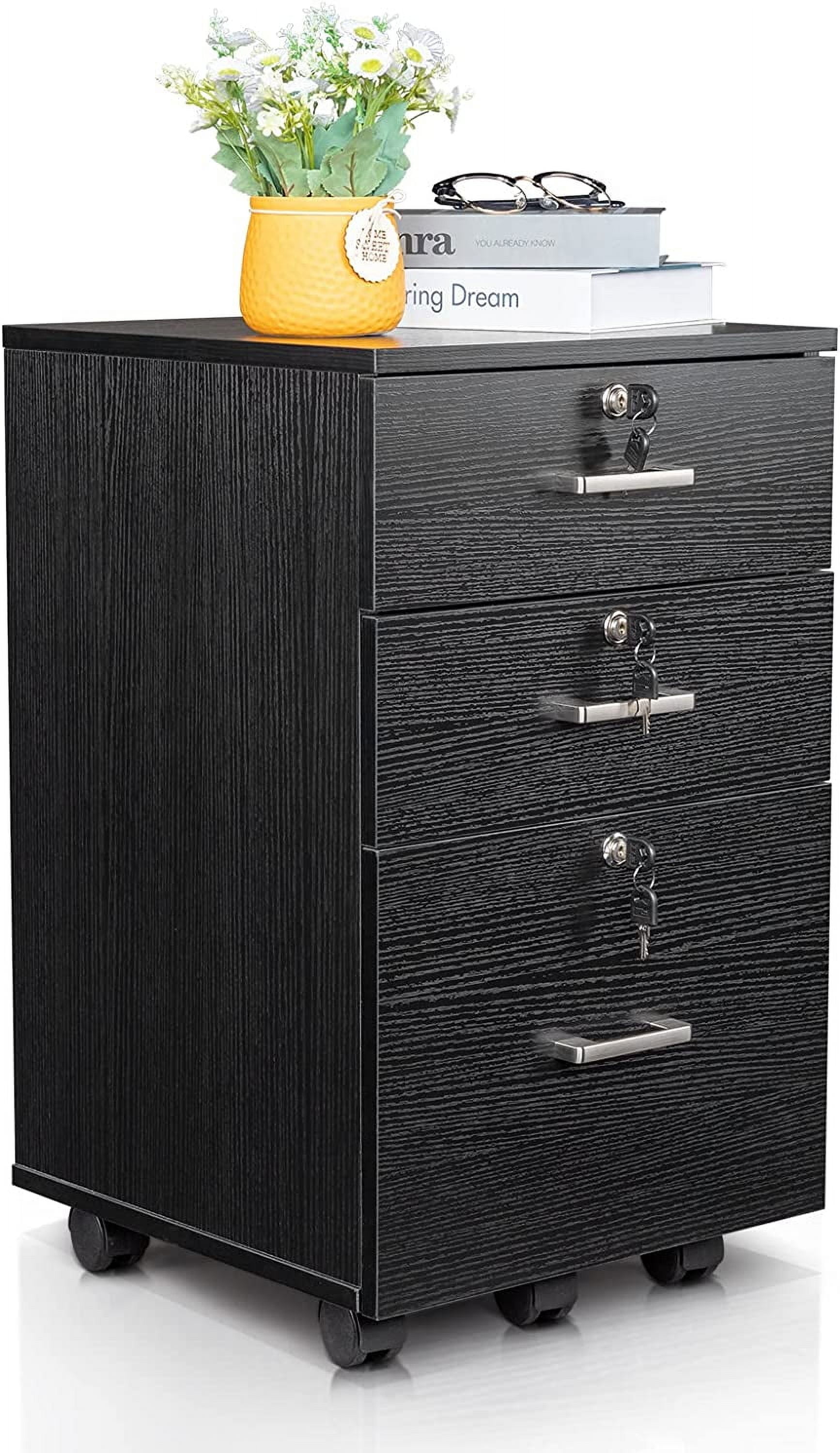 Karl home Wooden File Cabinet, 3 Drawer Vertical File Cabinets with 3 ...