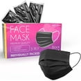 Karlash Black Mask 3-Ply Disposable Face Mask Individually Wrapped with ...