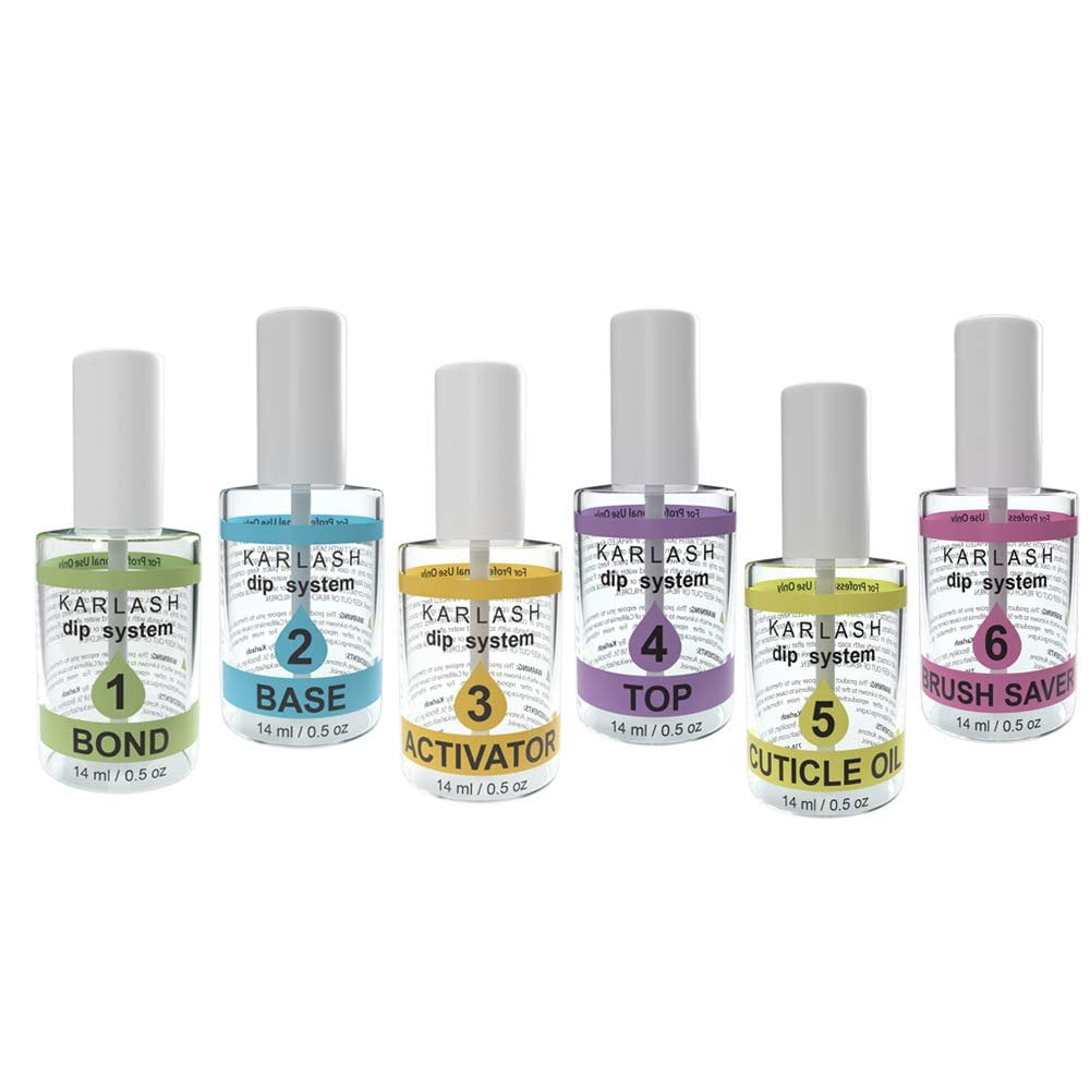 Karlash Gel dipping powder set of 6 Gel Base, Gel Top, Bond, Activator ...