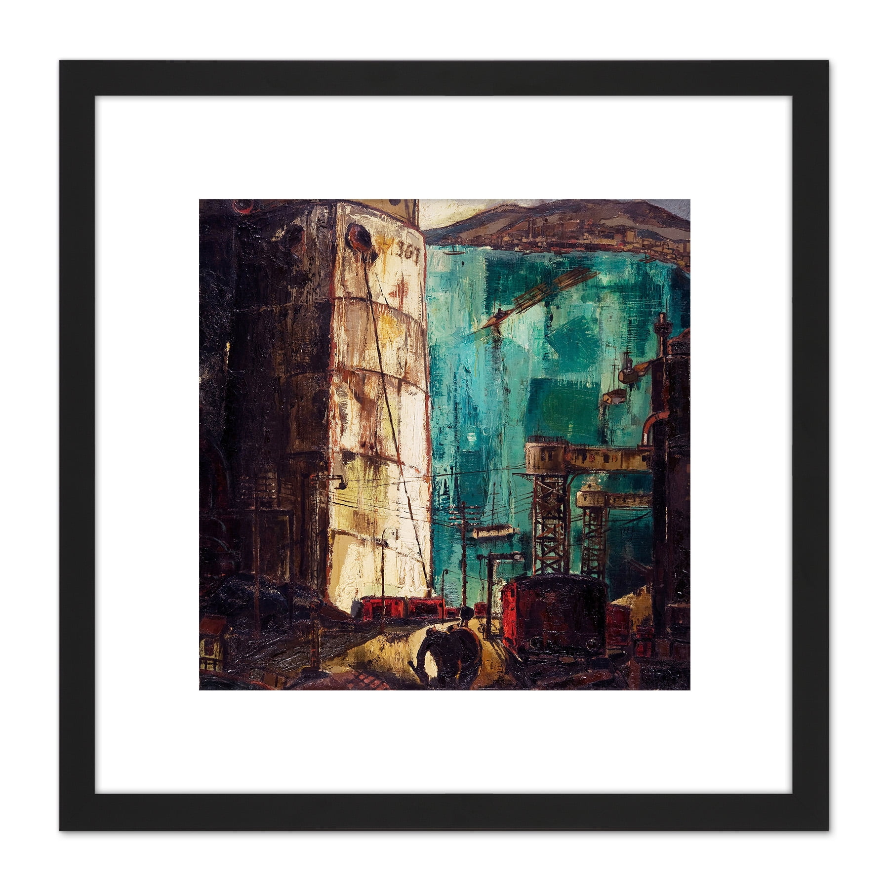 Karlis Padegs The Port The Dock 8X8 Inch Square Wooden Framed Wall Art ...