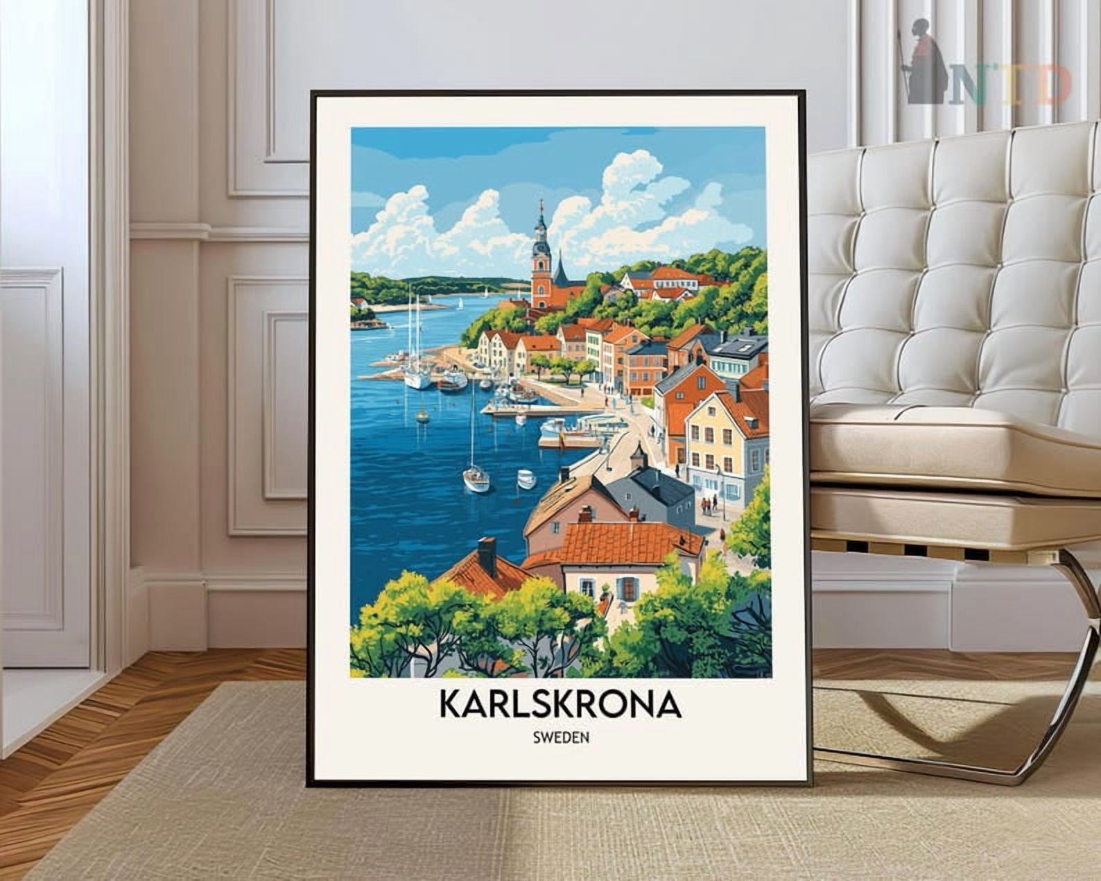 Karlskrona Sweden Travel Poster – Baltic Port Wall Art Print from ...