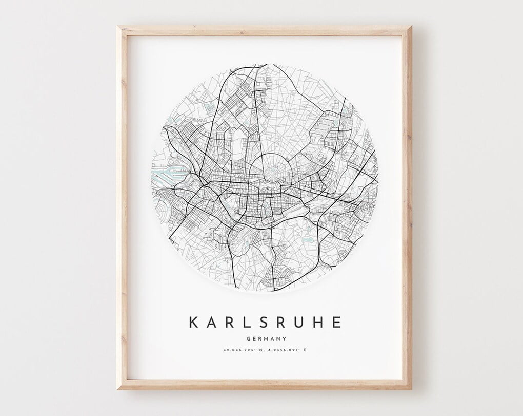Karlsruhe Map Print, Karlsruhe Map Poster City Wall Art, Karlsruhe Road ...