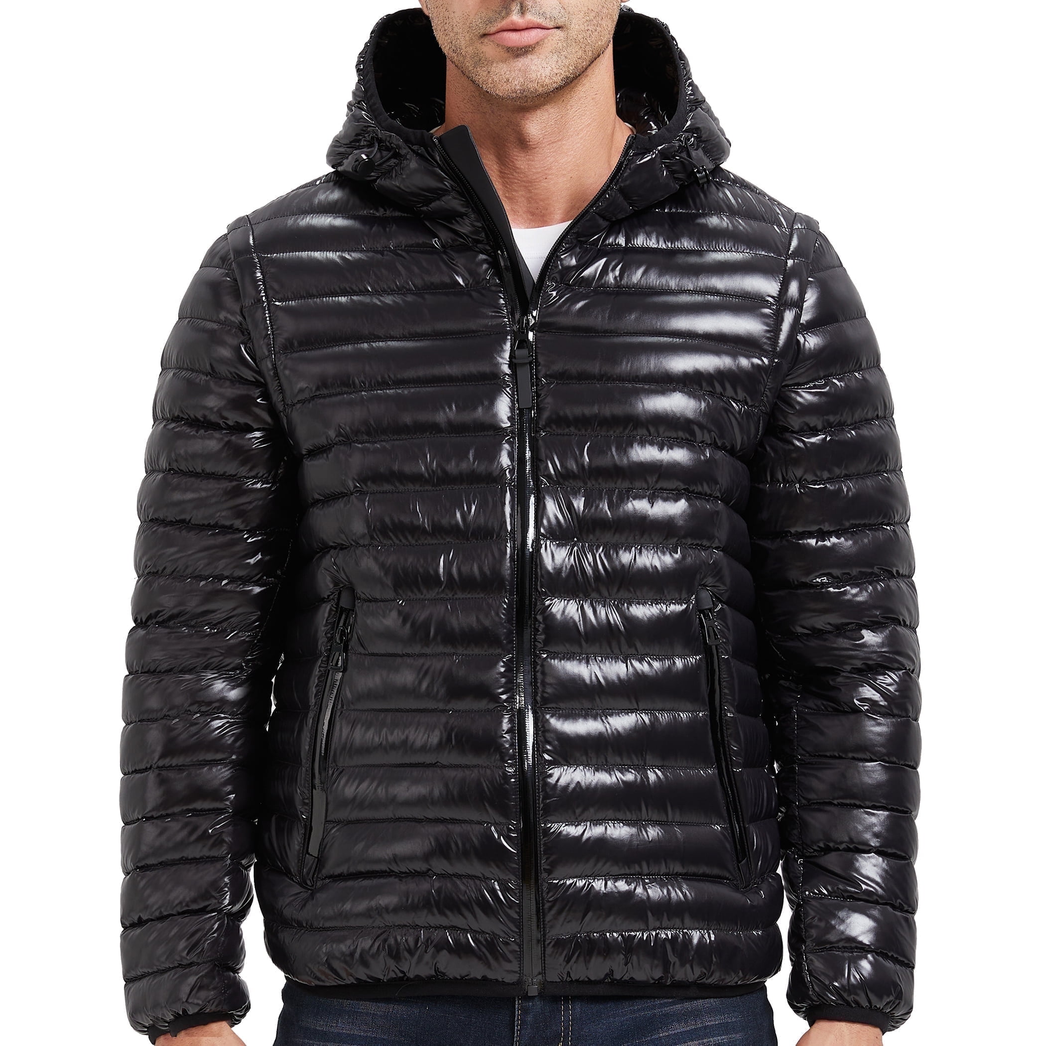 Karlton Men's Removeable Sleeves Packable Puffer Jacket with Hood ...
