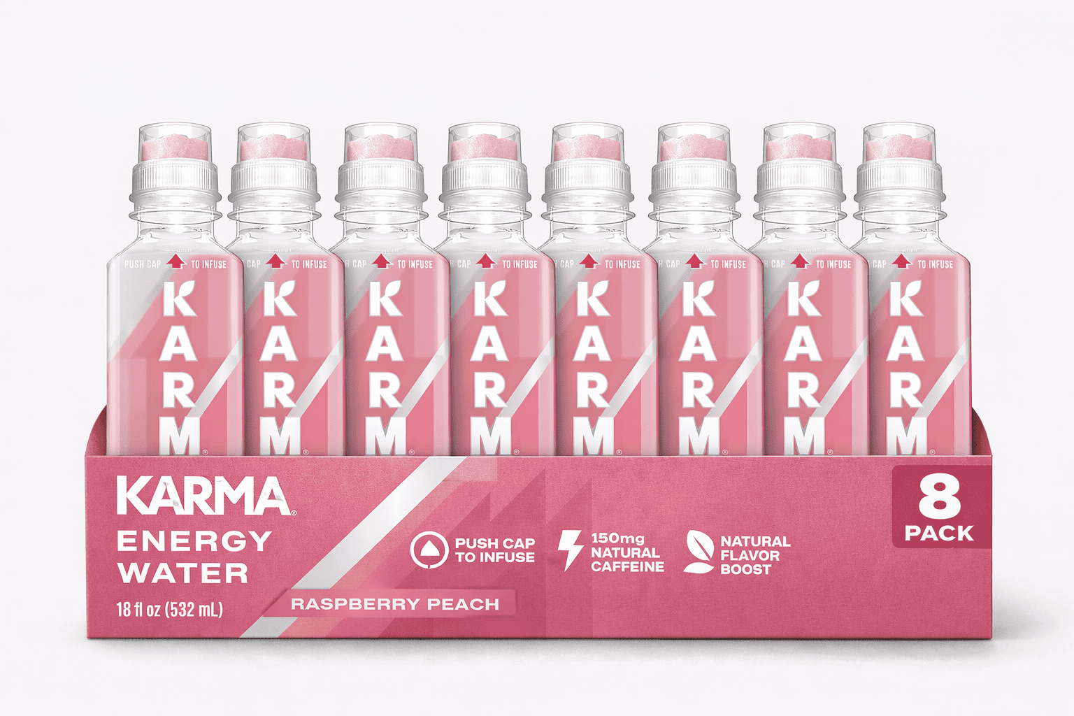 Karma Energy Water, Raspberry Peach Flavor, 18 fl oz Bottles (8 Pack ...
