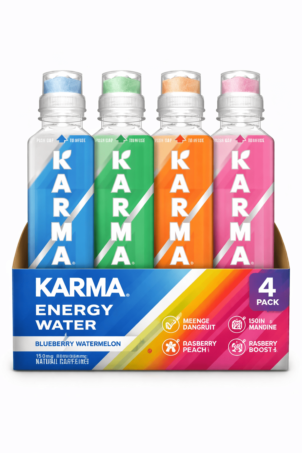 Karma Energy Water Variety Pack, Assorted Flavors, 18 fl oz Bottles (4 ...