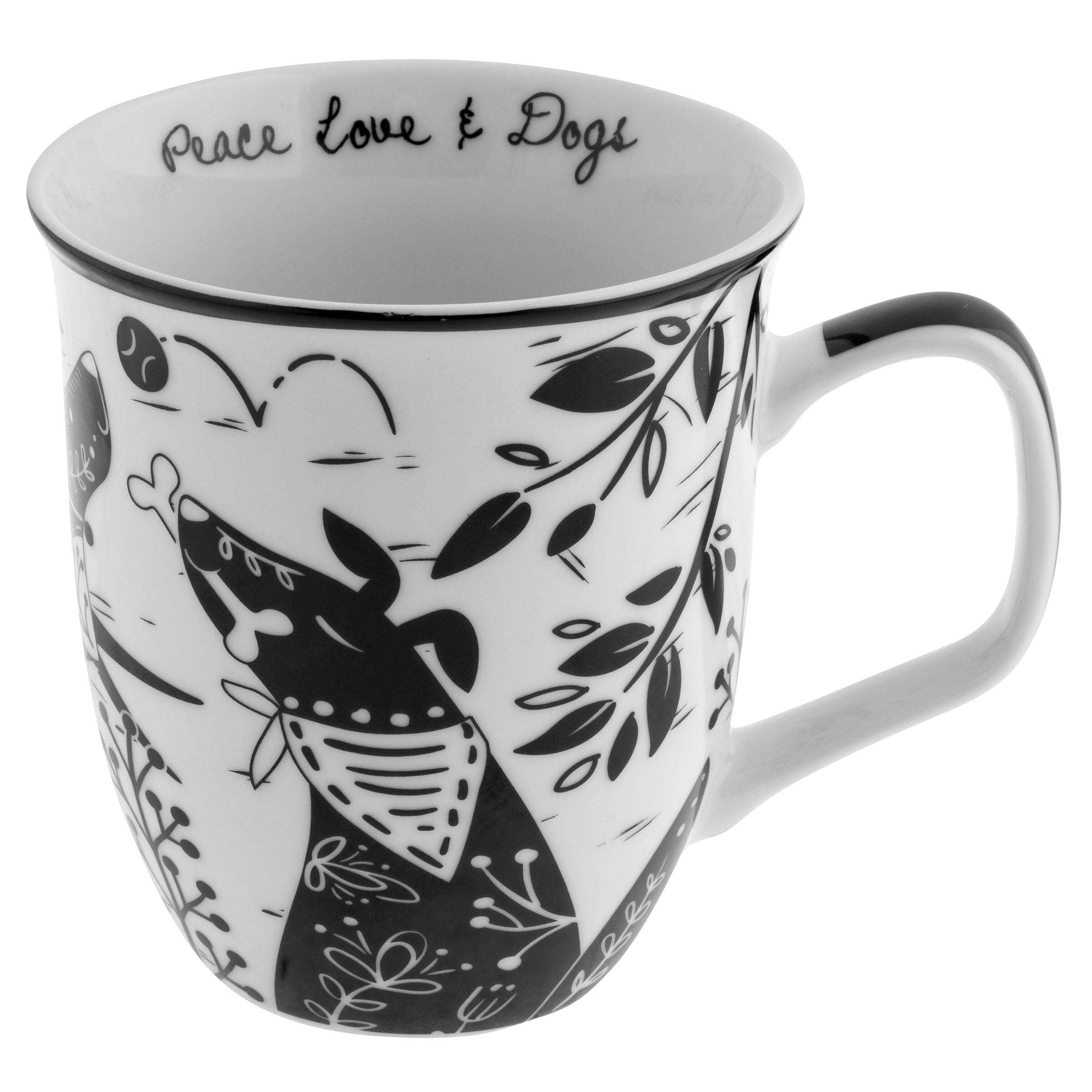 Karma Gifts 14 oz Black and White Boho Mug Dog - Cute Coffee and Tea ...